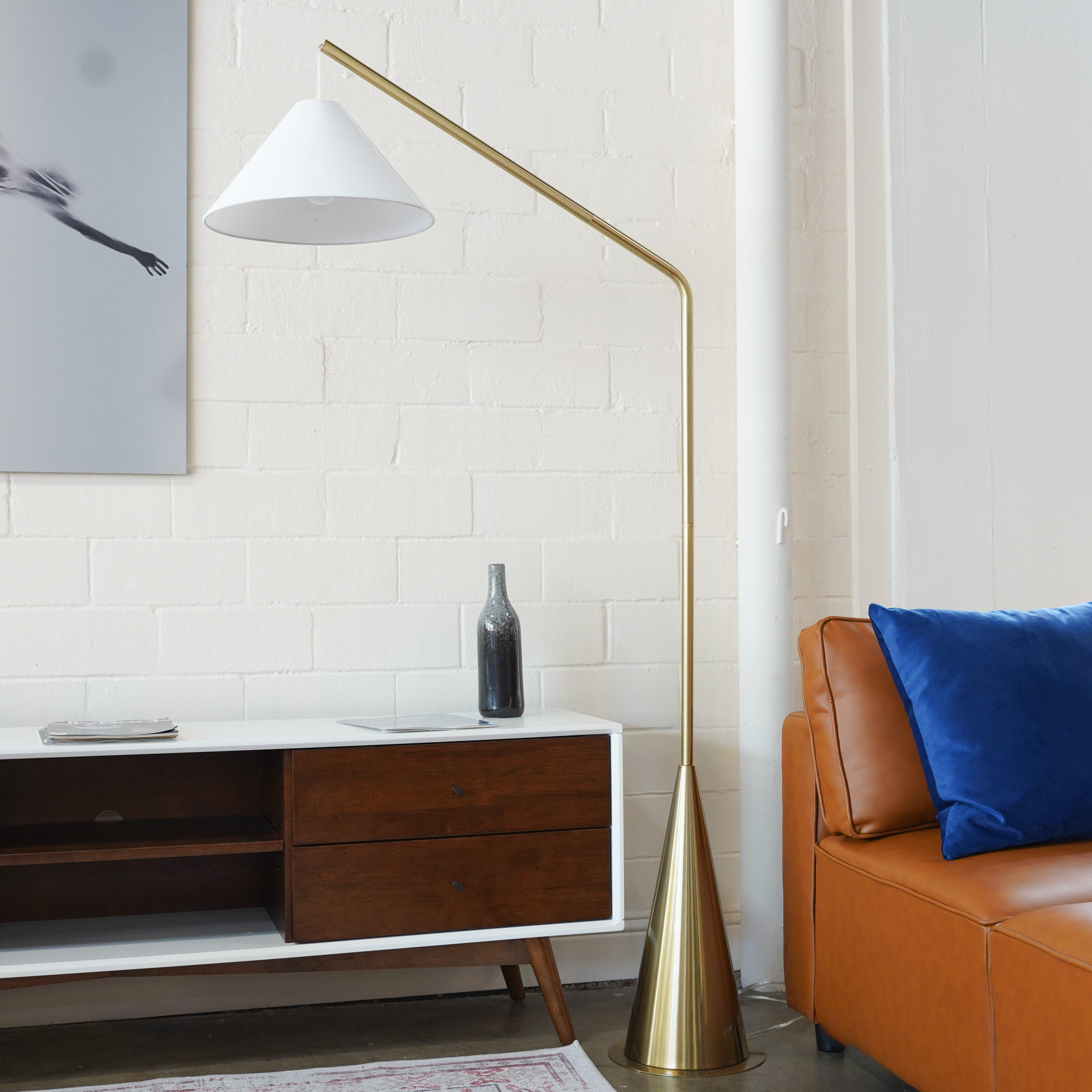 George Oliver Hedgar Black Floor Lamp with On/Off Switch Coned Base ...