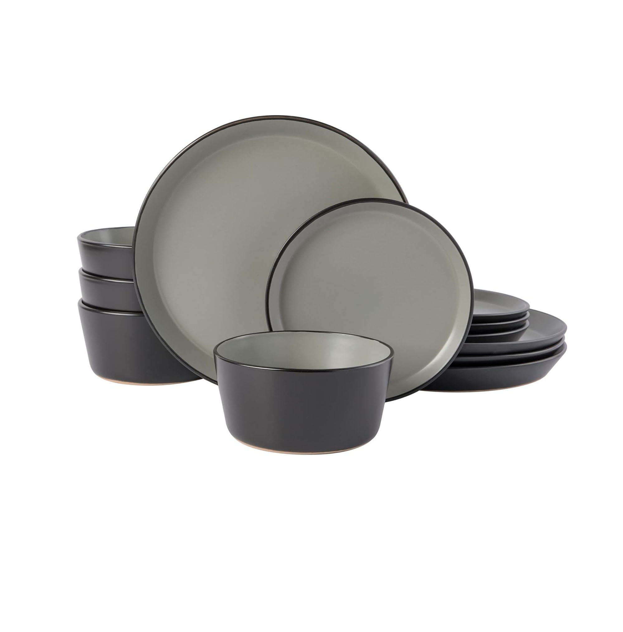Hokku Designs Dinnerware Set, Service For 4 (12Pcs), Grey | Wayfair