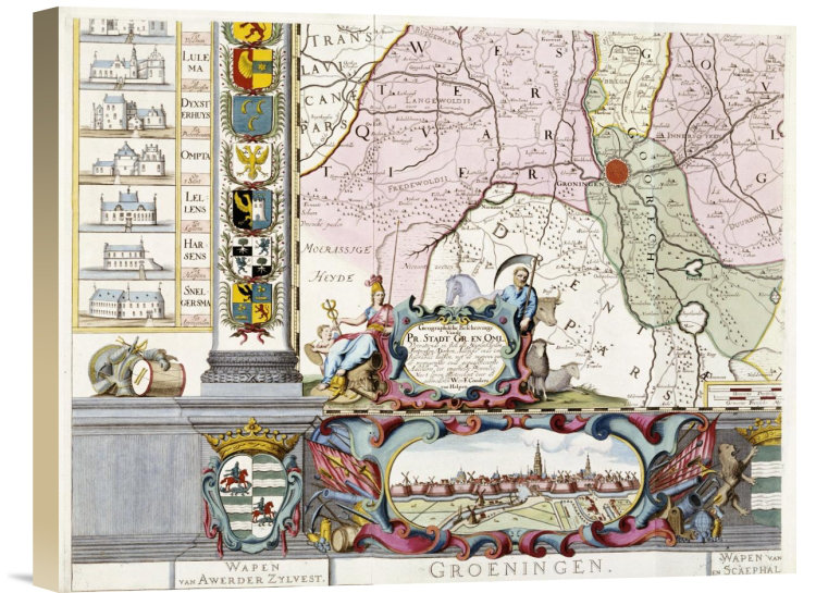 Trinx Coenders Van Helpen Large Wall Map Of Groningen. W " Coenders Van ...