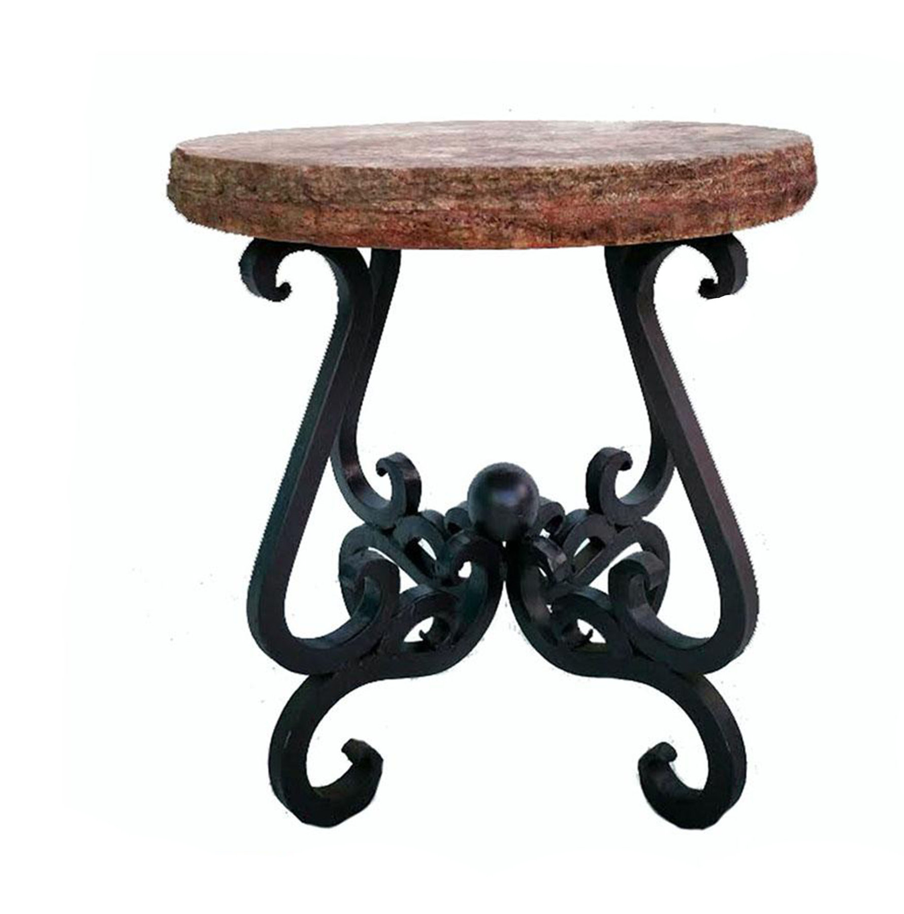 Mexports by Susana Molina Foyer Table with a round Travertine Top and ...