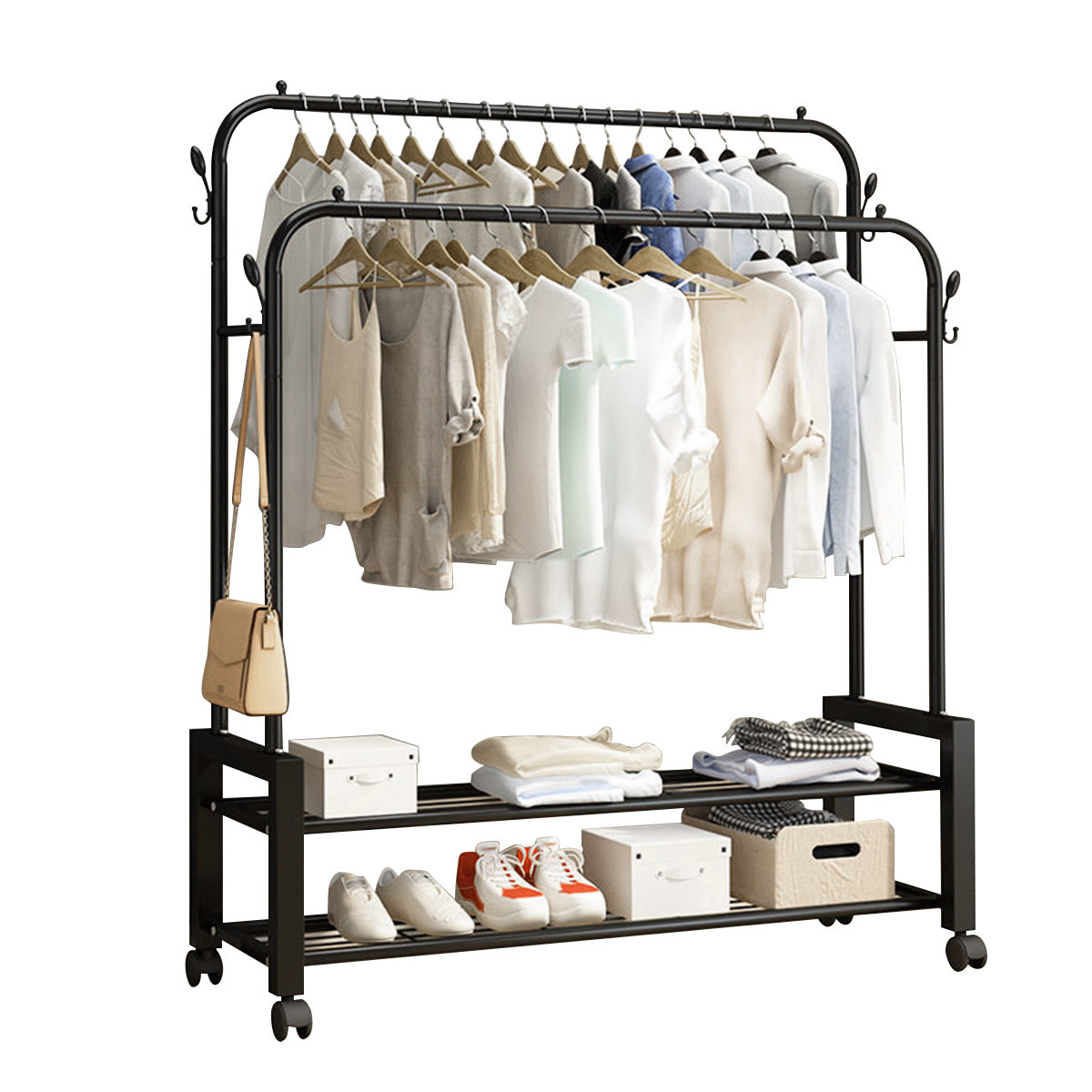 Rebrilliant Mailani 53'' Metal Rolling Clothing Rack | Wayfair