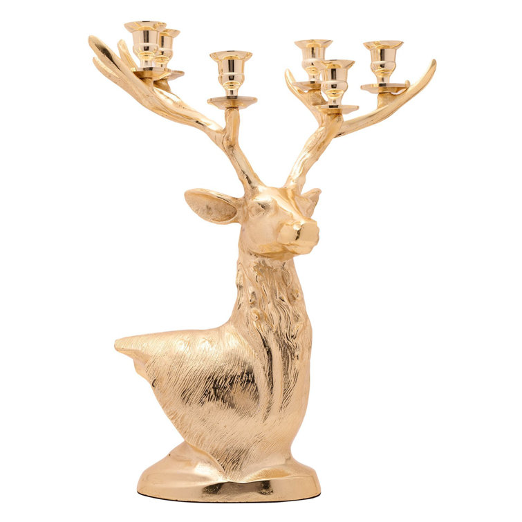 Rosdorf Park Gold Metal Stag Head Candelabra | Wayfair.co.uk