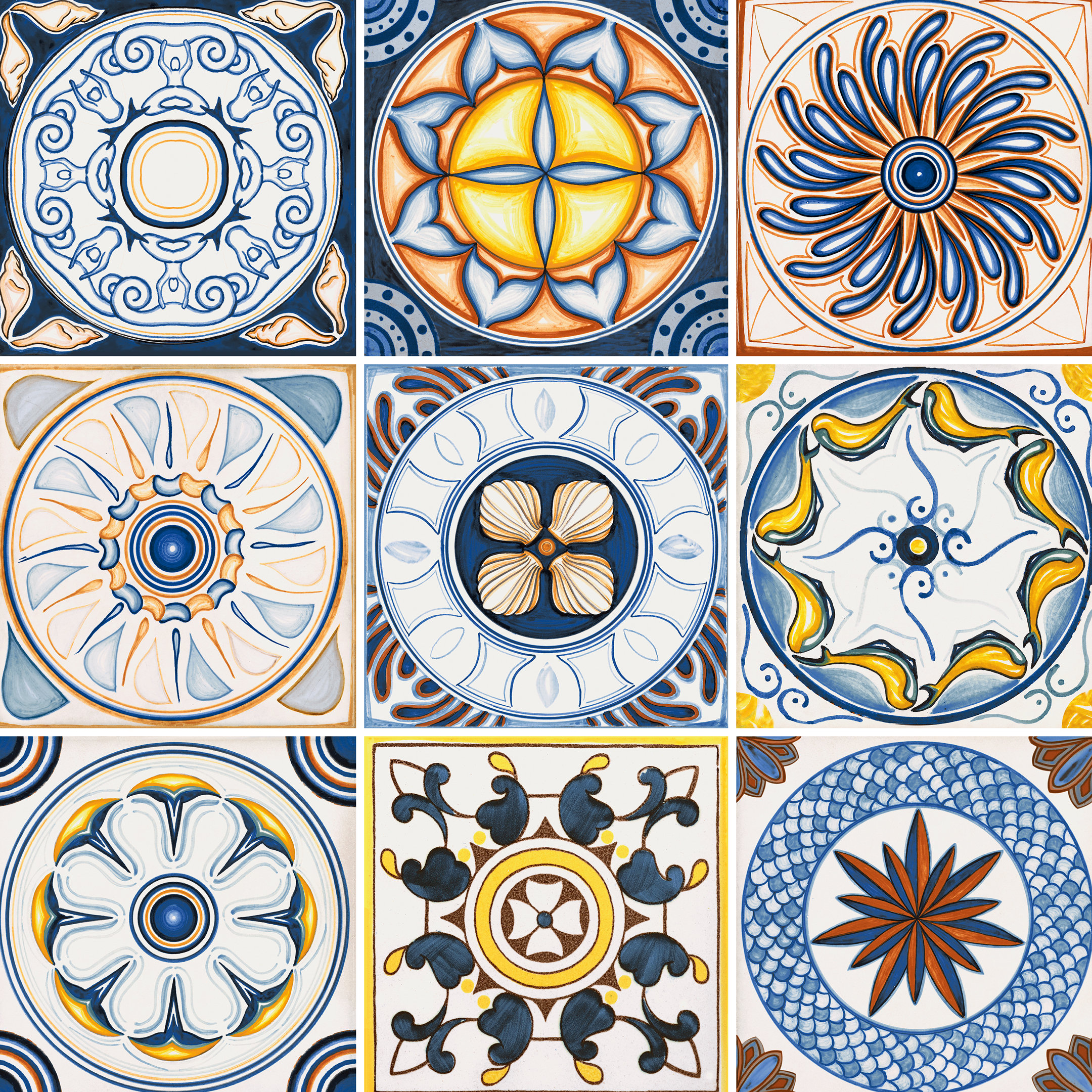 Encore Surfaces Vita Sole Mix 8" x 8" Encaustic Porcelain Wall & Floor ...