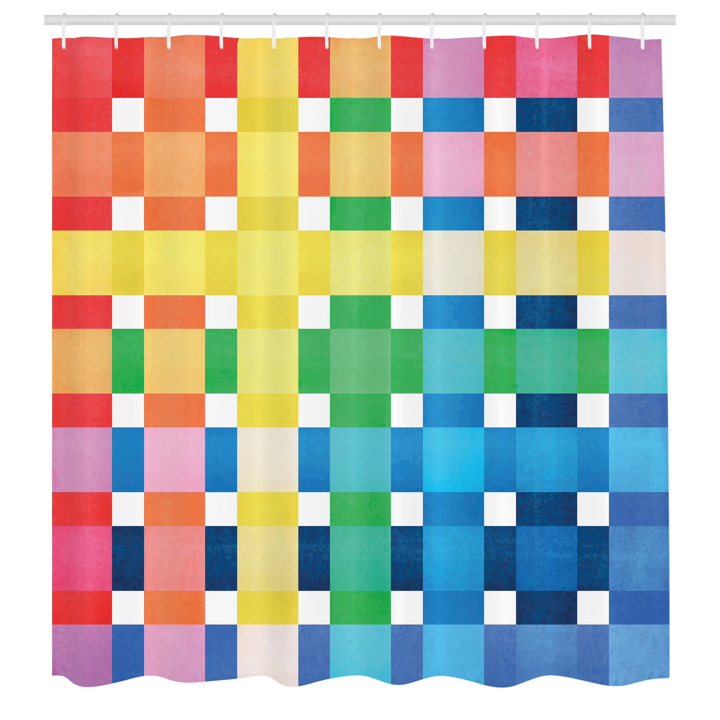 Dakota Fields Checkered Shower Curtain Rainbow Squares Art Multicolor ...
