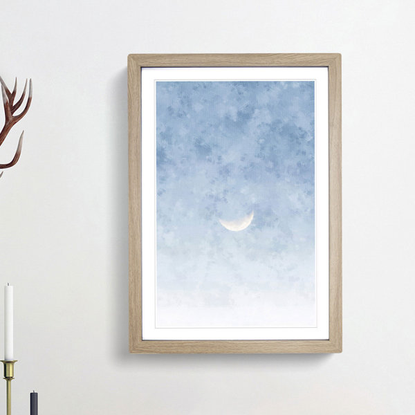East Urban Home Crescent Moon in a Blue Sky - Picture Frame Painting ...