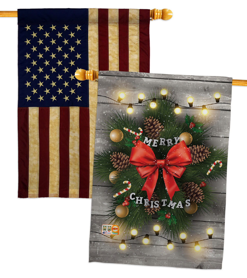 Ornament Collection Lightful Merry Christmas 2-Sided Polyester 40 x 28 ...