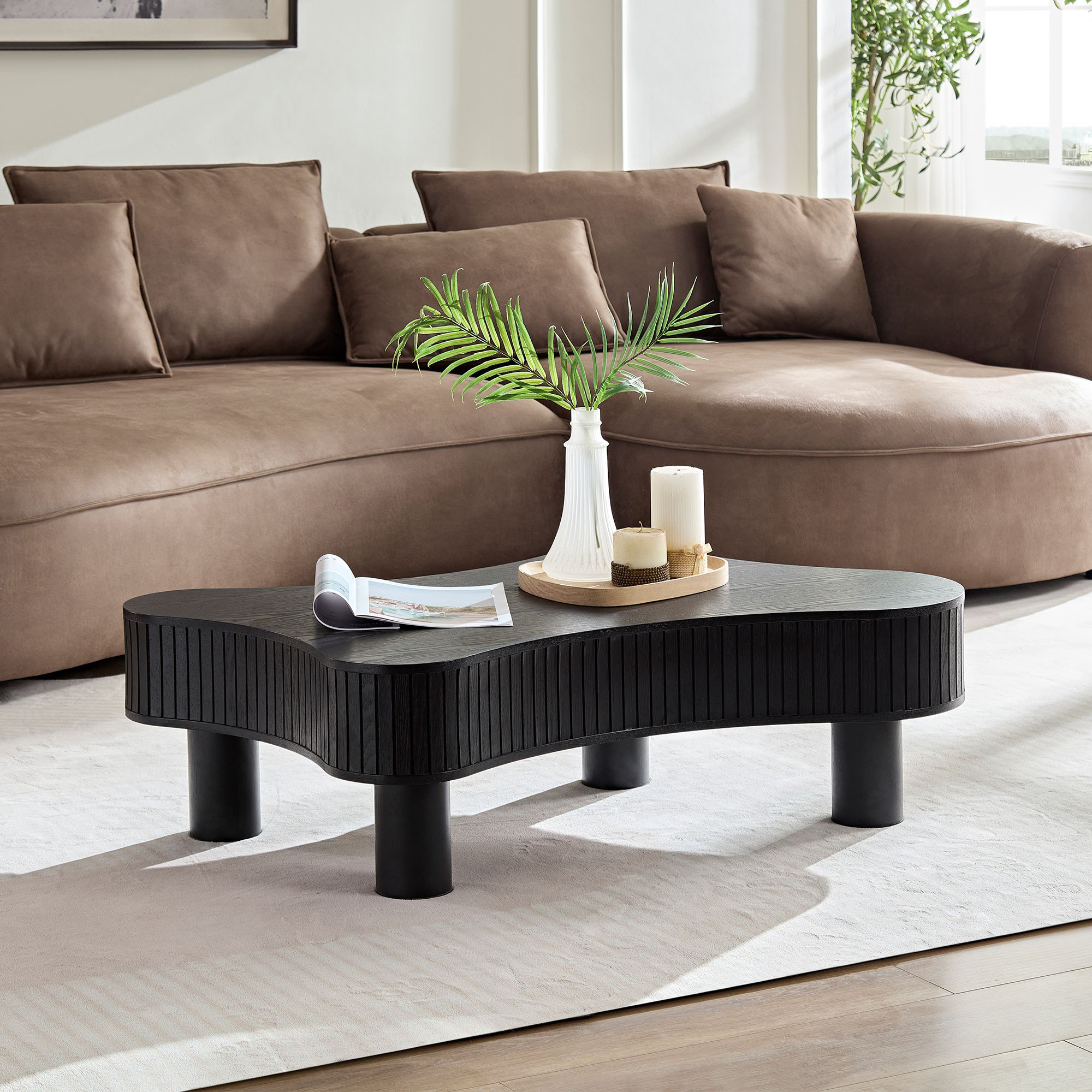 Loon Peak Modern Wooden Irregular Shape Coffee Table - Wayfair Canada