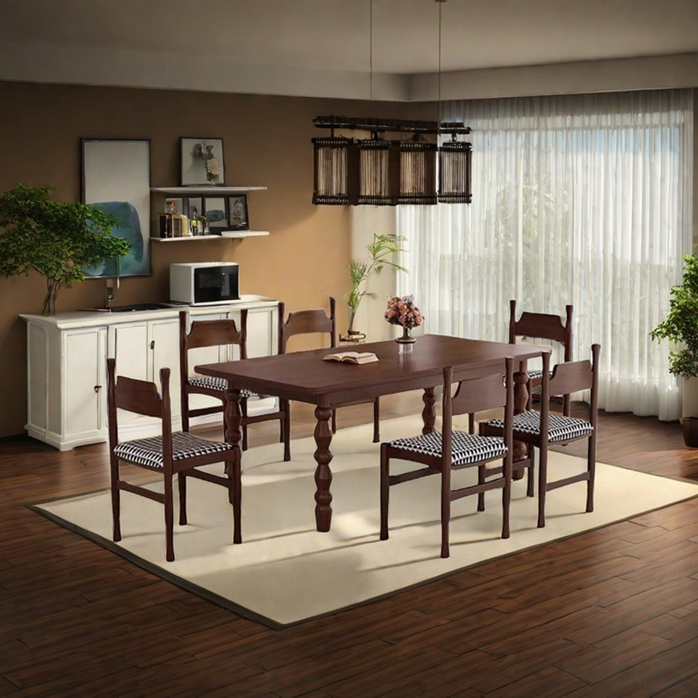 Beicang Home Vintage solid wood rubber wood dining table set | Wayfair