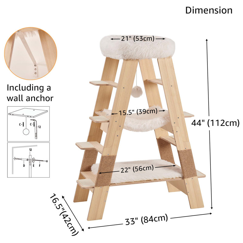 Corrigan Studio® Pyramid Cat Tree, 5-Level Wooden Cat Ladder | Wayfair
