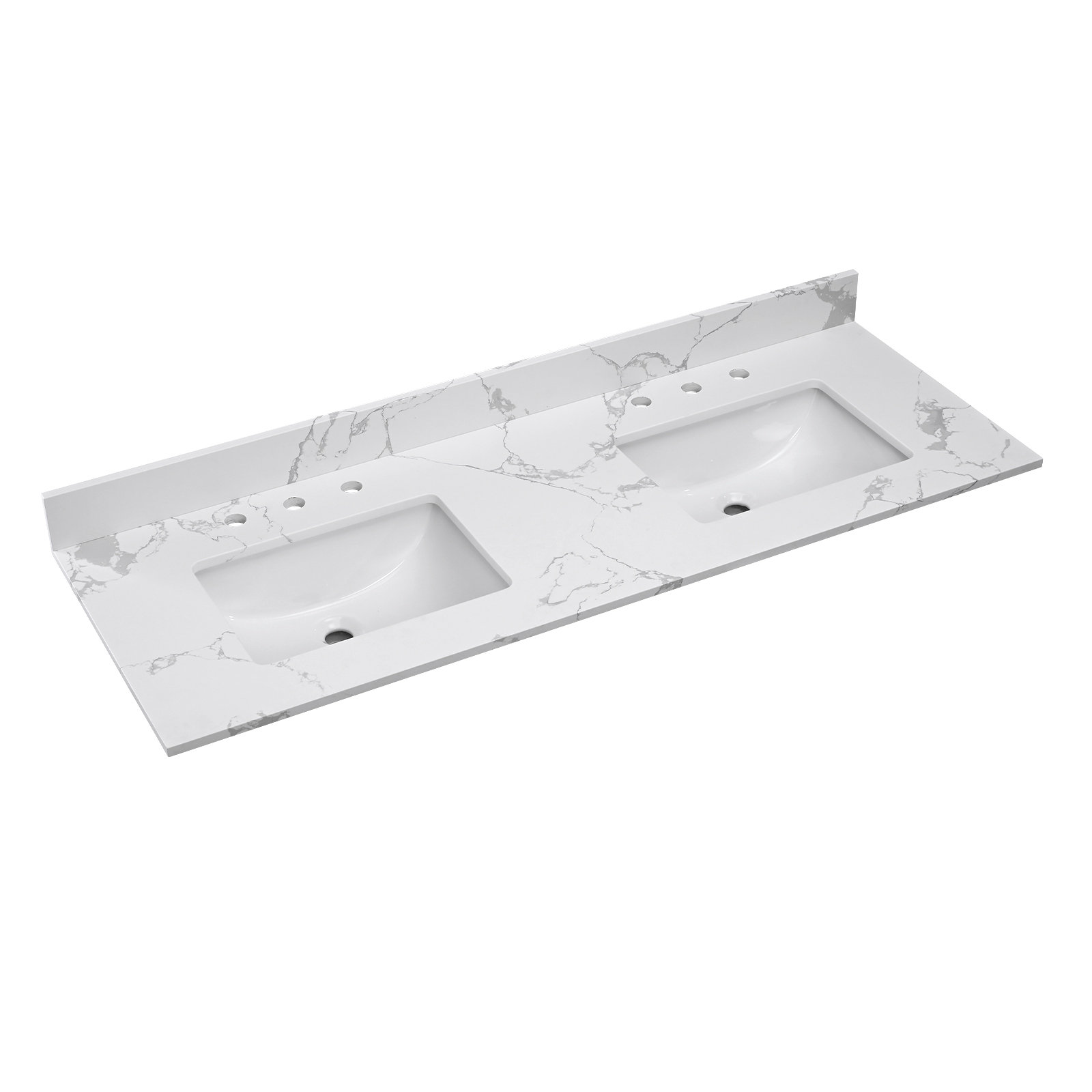 steinstil 61" Double Bathroom Vanity Top in White with Sink | Wayfair