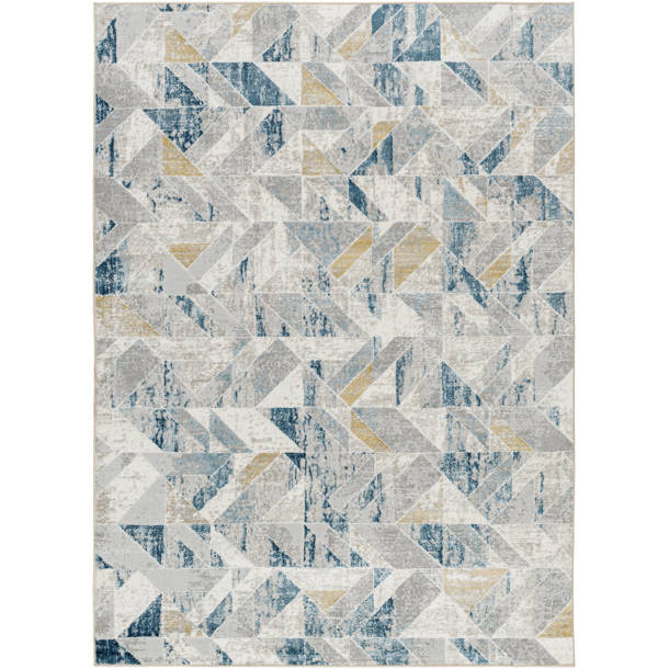 Corrigan Studio® Starks Abstract Hand-Tufted Wool Blue/Beige Area Rug ...