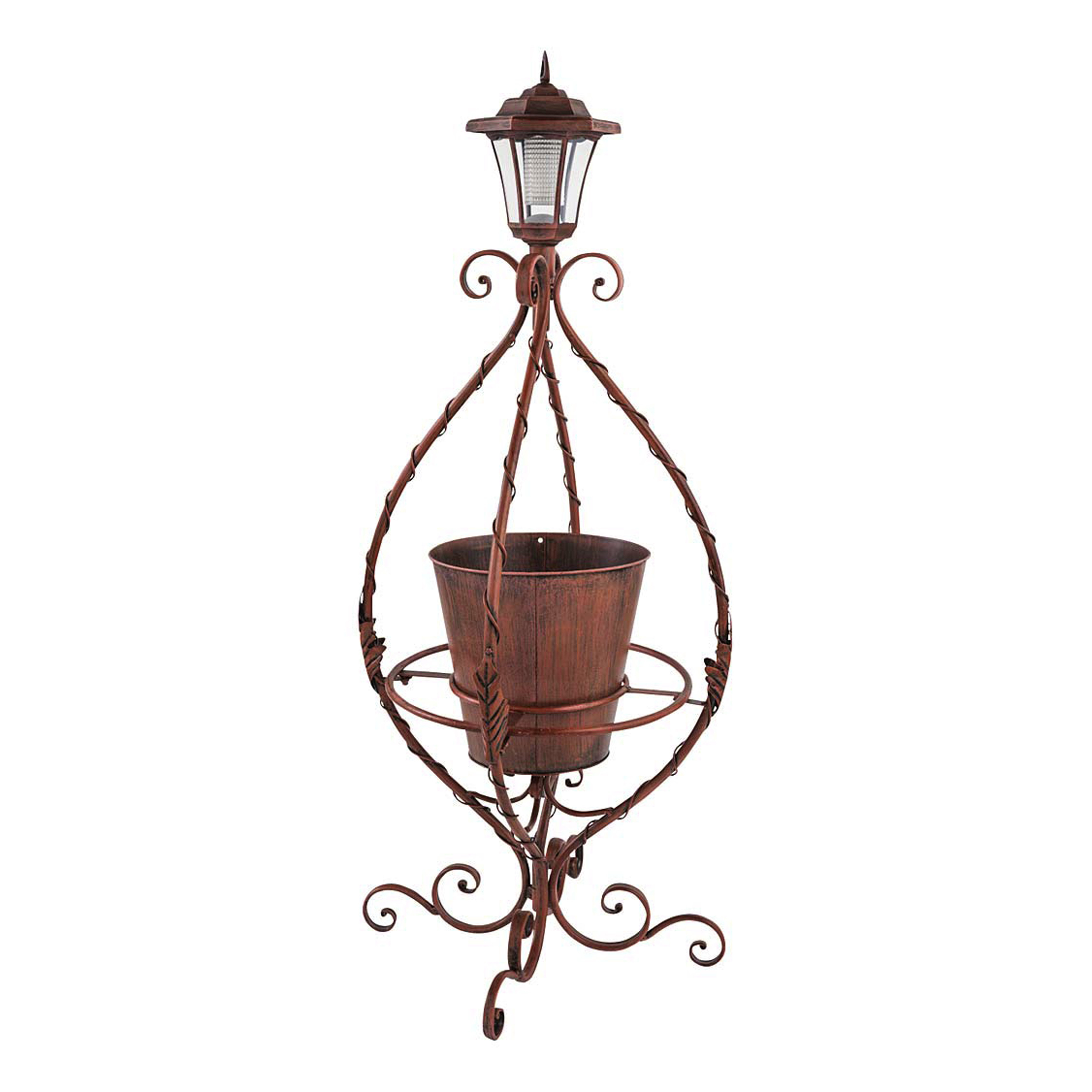 Red Barrel Studio® Antiqued Wrought Iron with Solar Light Elevated ...