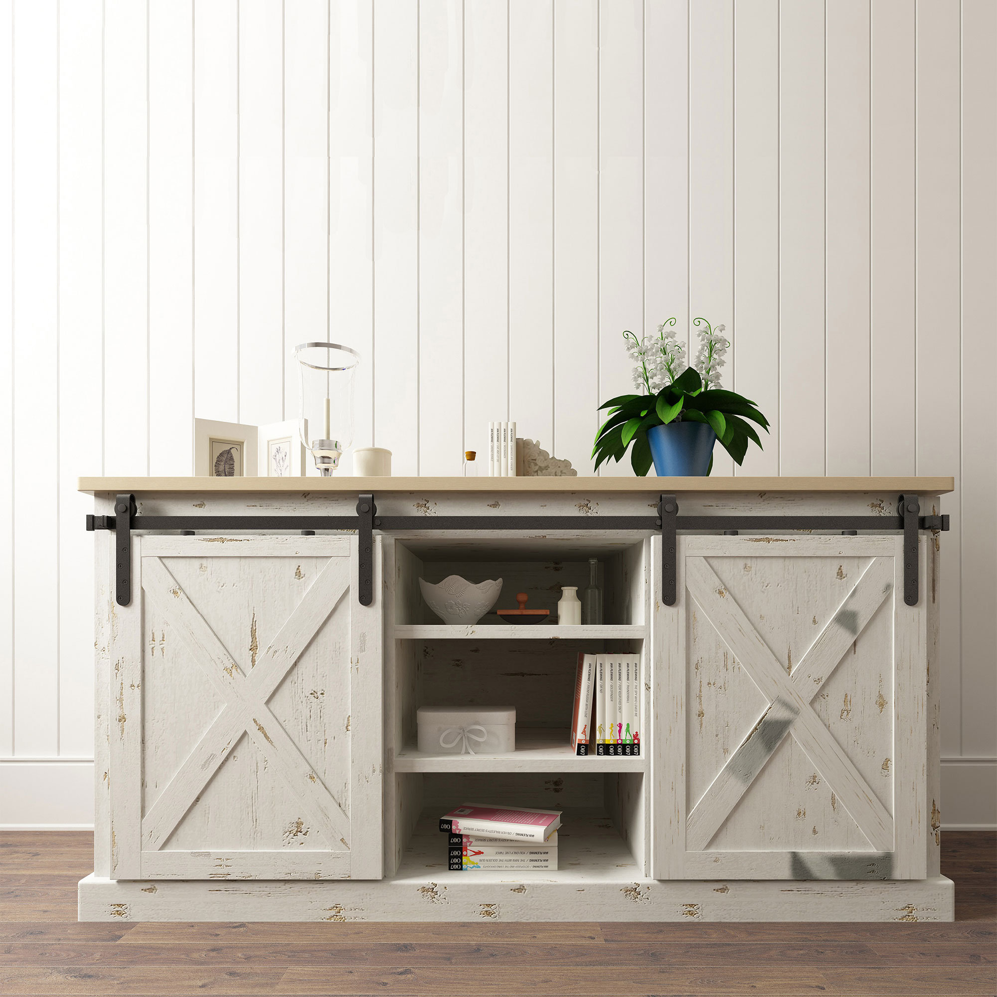 American Pro Decor Solid Steel Mini Sliding Rolling Barn Door Hardware ...