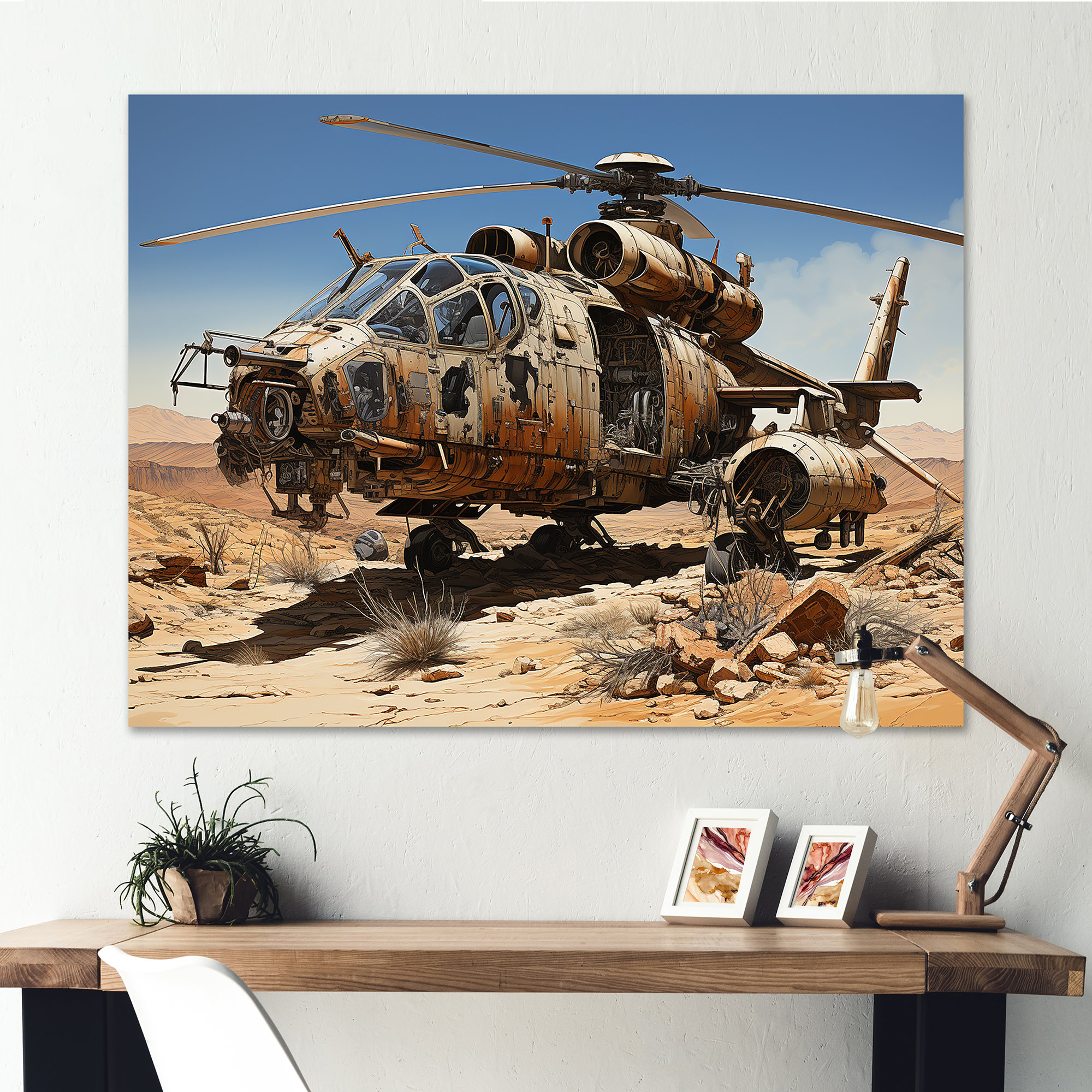 Williston Forge Vintage Apache Helicoprter Desert Guardians - Military ...
