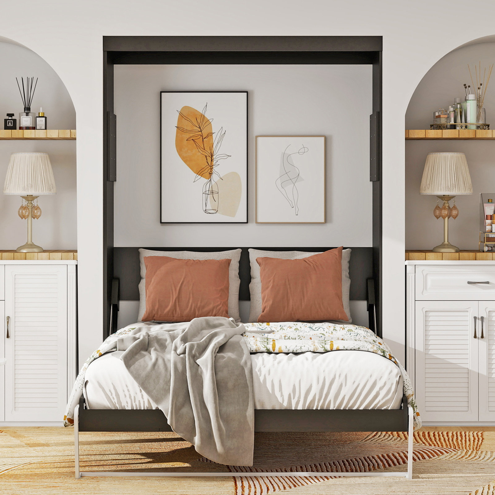 Lark Manor™ Full Size Murphy Bed with Mattress, Space-Saving Wall Bed ...