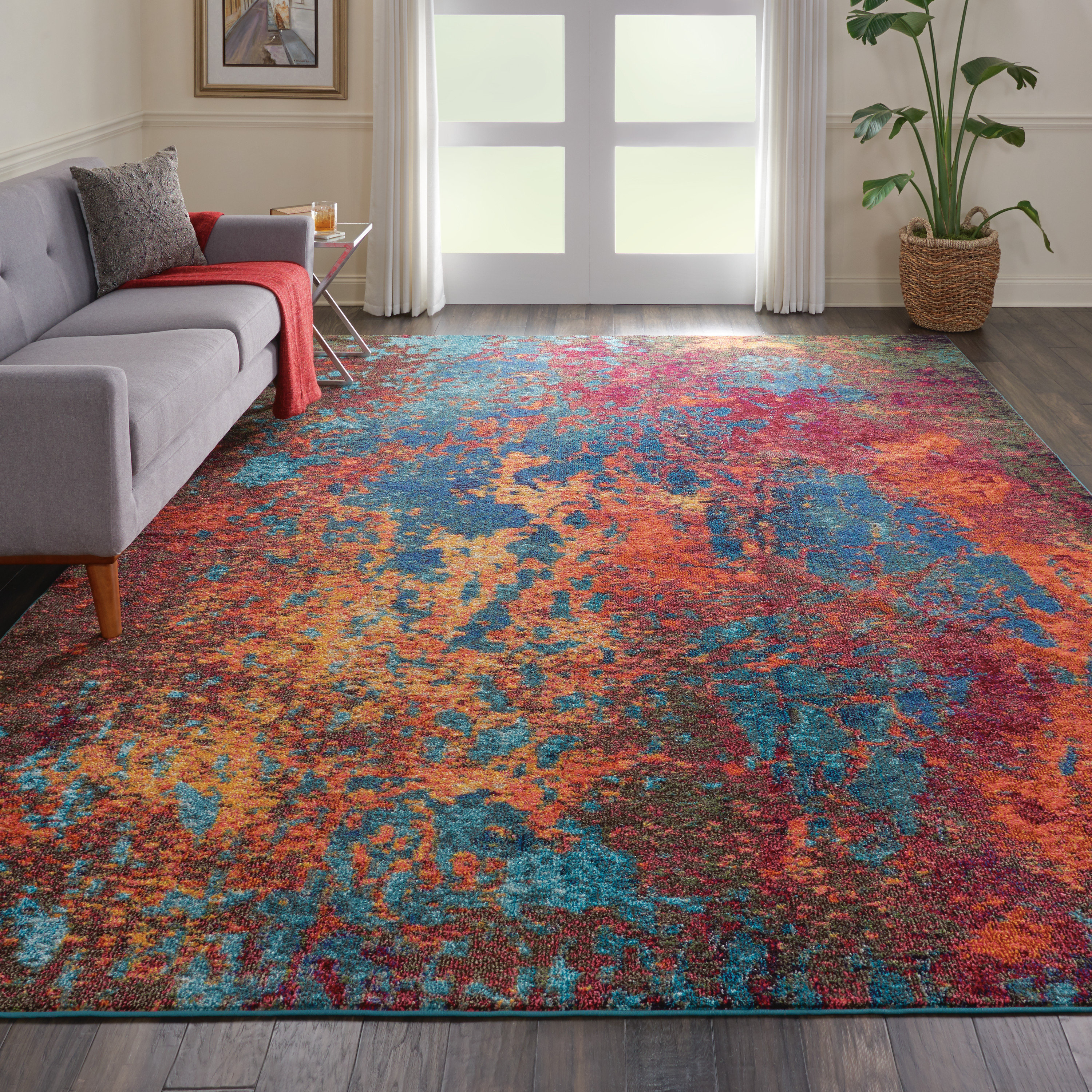 17 Stories Enoch Contemporary Modern Blue Area Rug - Wayfair Canada