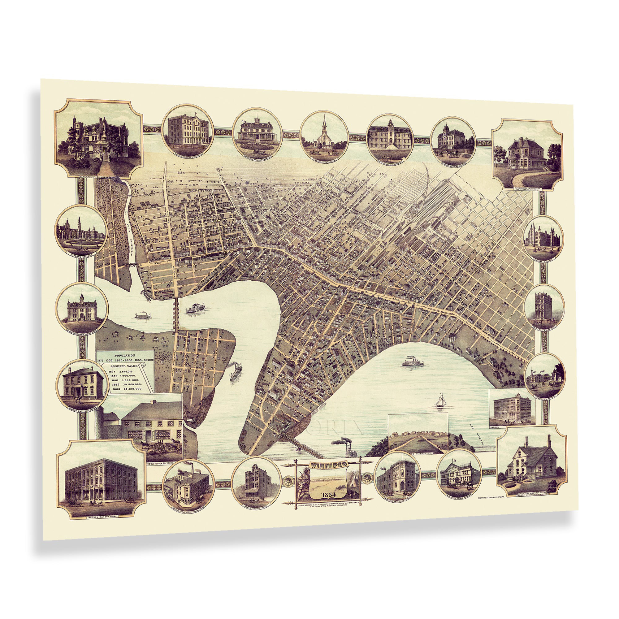 Winston Porter " 1884 Winnipeg Canada Map Poster Wall Art " on Paper ...