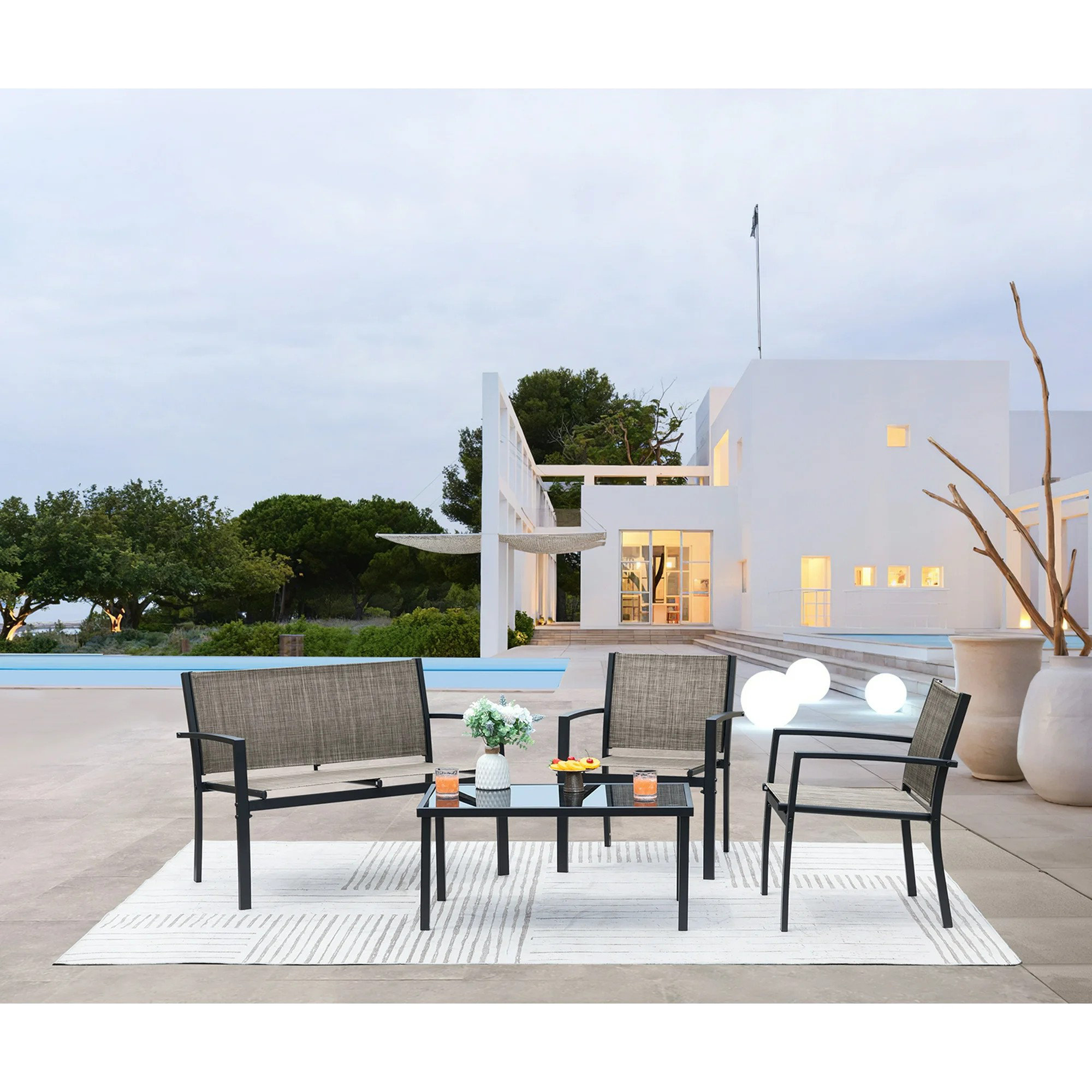 Ebern Designs 4 Pieces Patio Furniture Outdoor Furniture Outdoor Patio ...