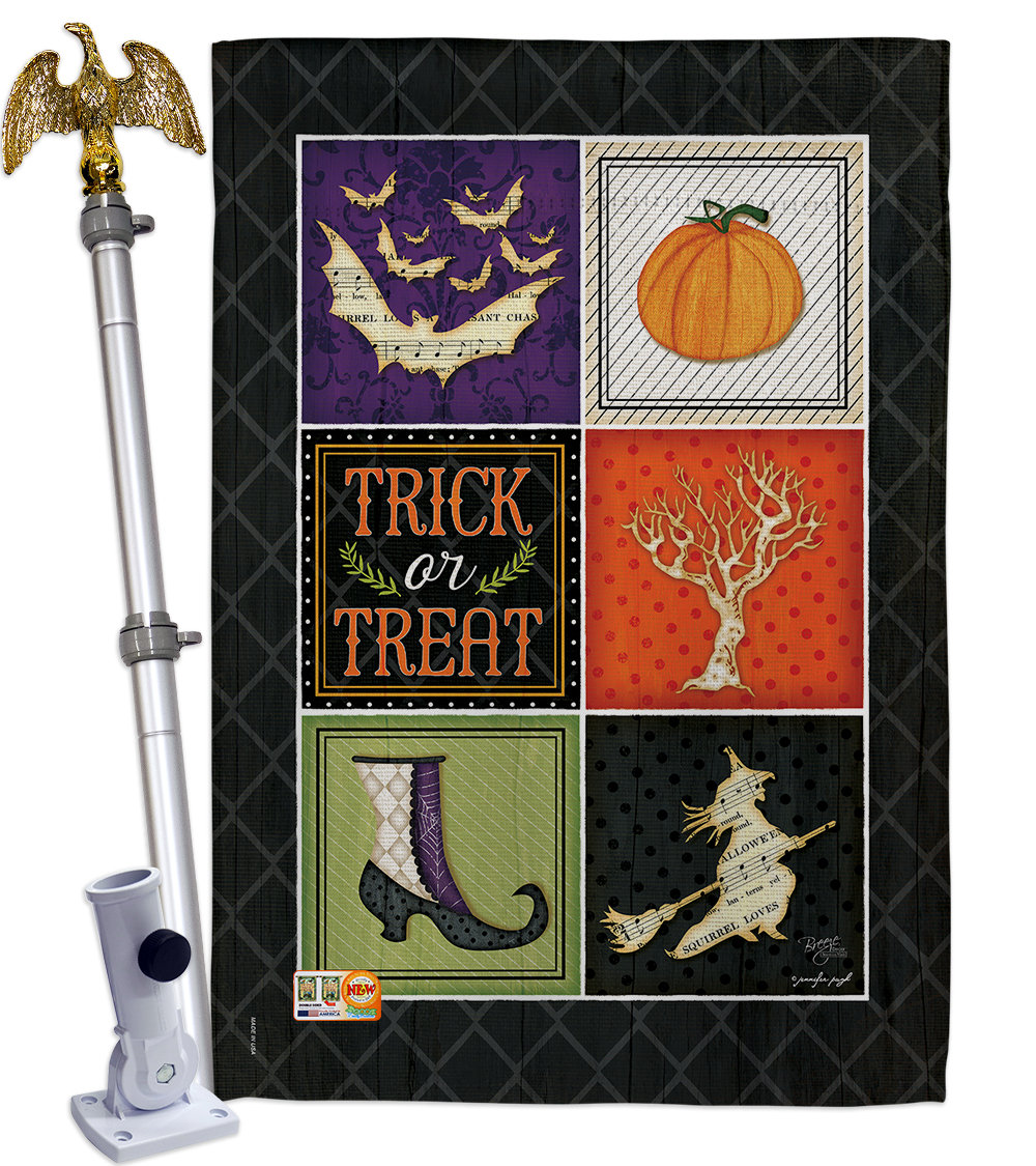 Breeze Decor Double Sided 40'' H x 28'' W Polyester Halloween Flag Set ...