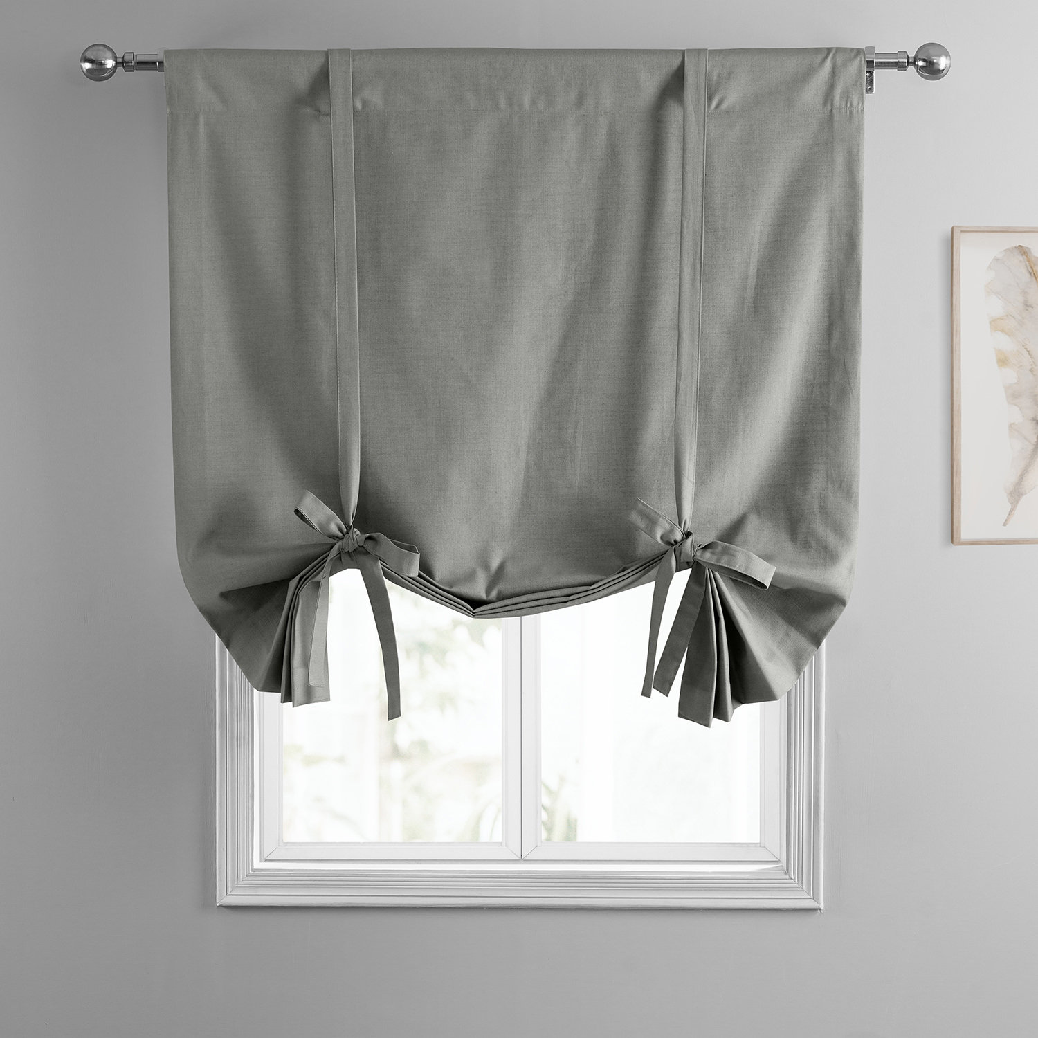 Ebern Designs Dune Textured Solid Cotton Room Darkening Tie-Up Window ...