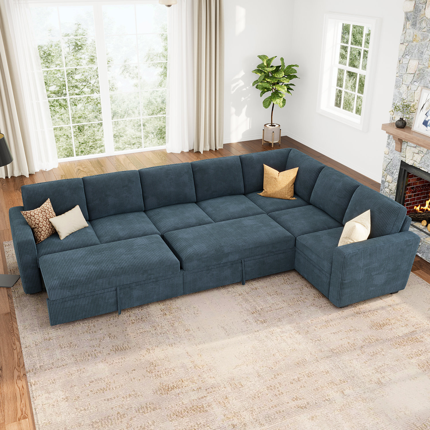 Latitude Run® Modular L-Shaped Sleeper Sectional With Storage Seats ...