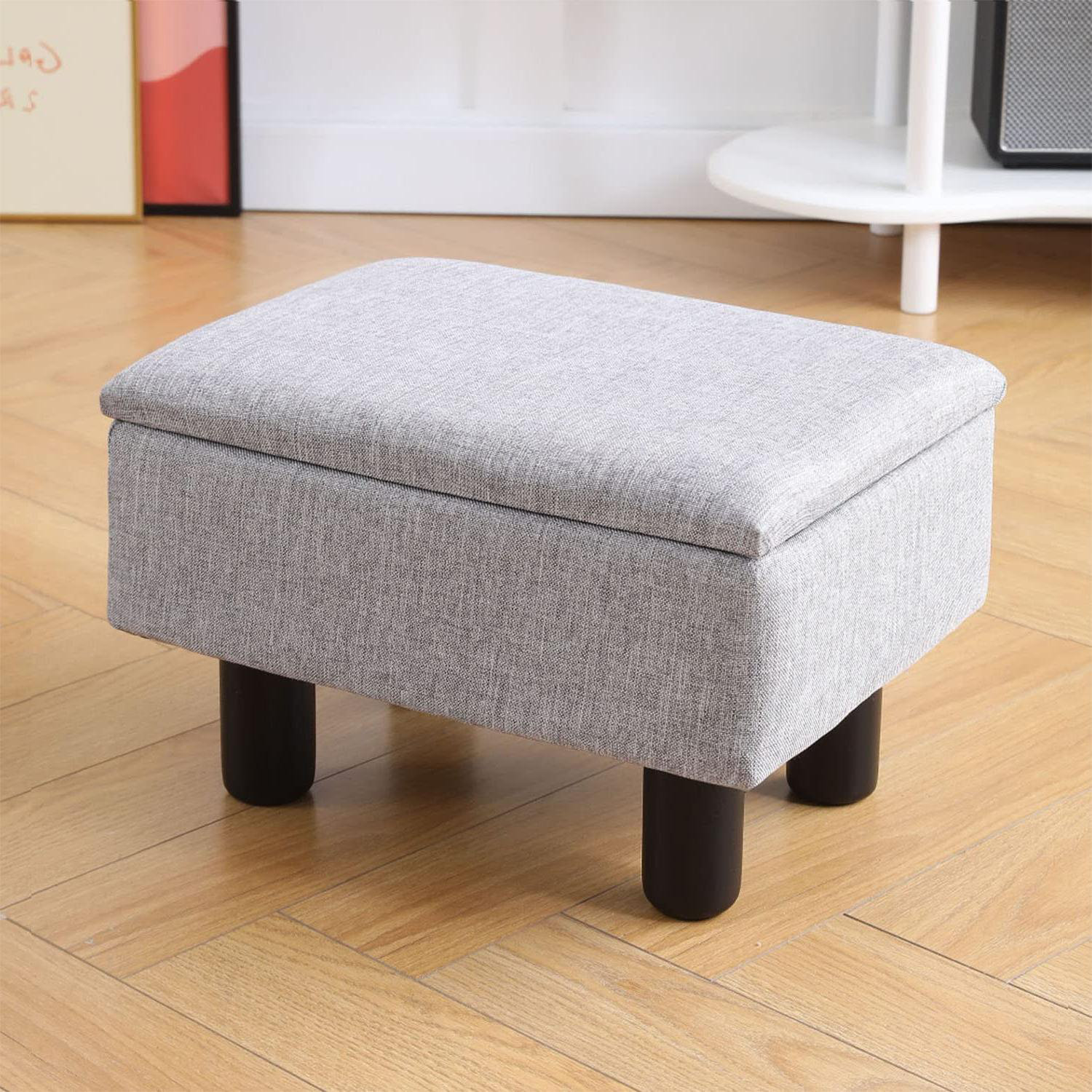 Red Barrel Studio Linen Small Foot Stool Ottomans Rectangular Footrest ...