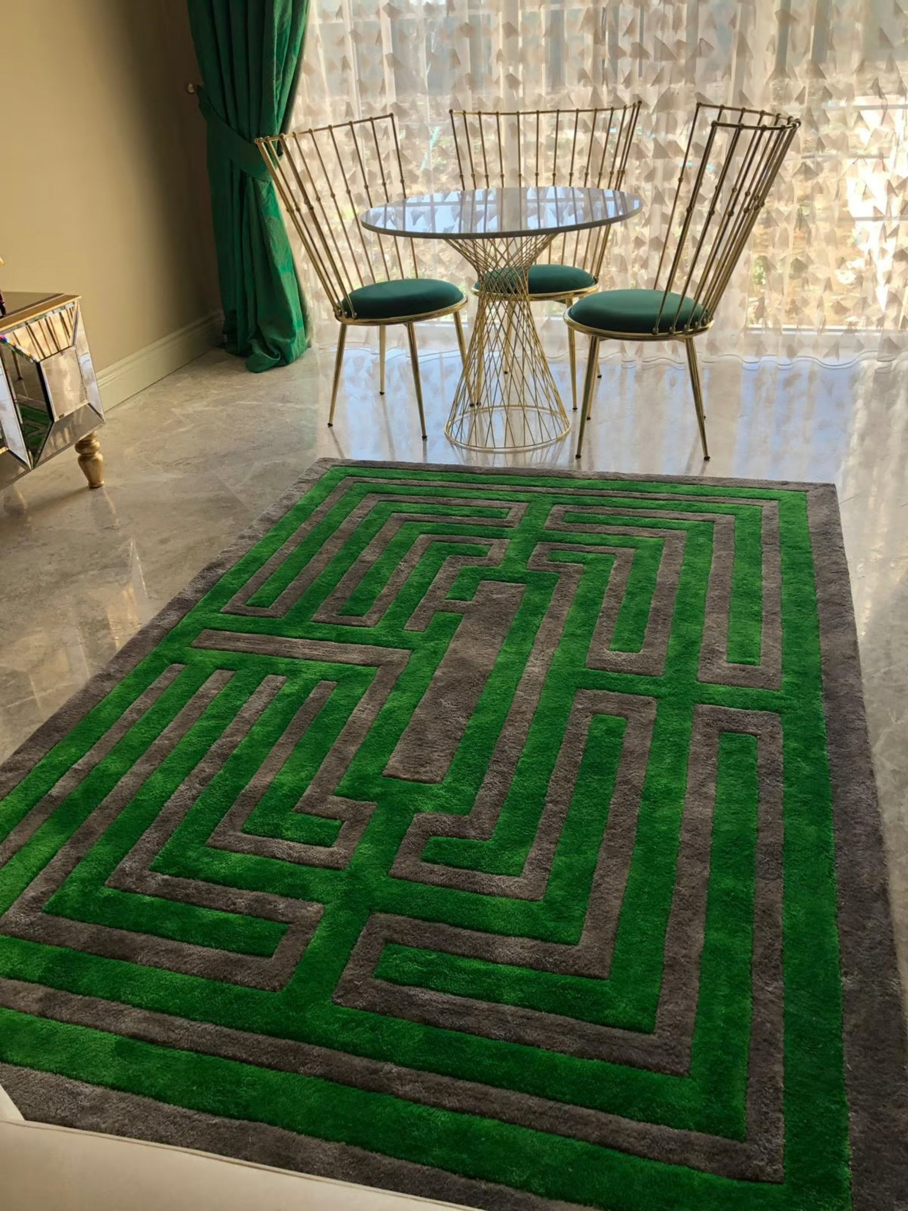 Rugpera Special Design Tufting Anthracite Green Color Carpet Striped ...