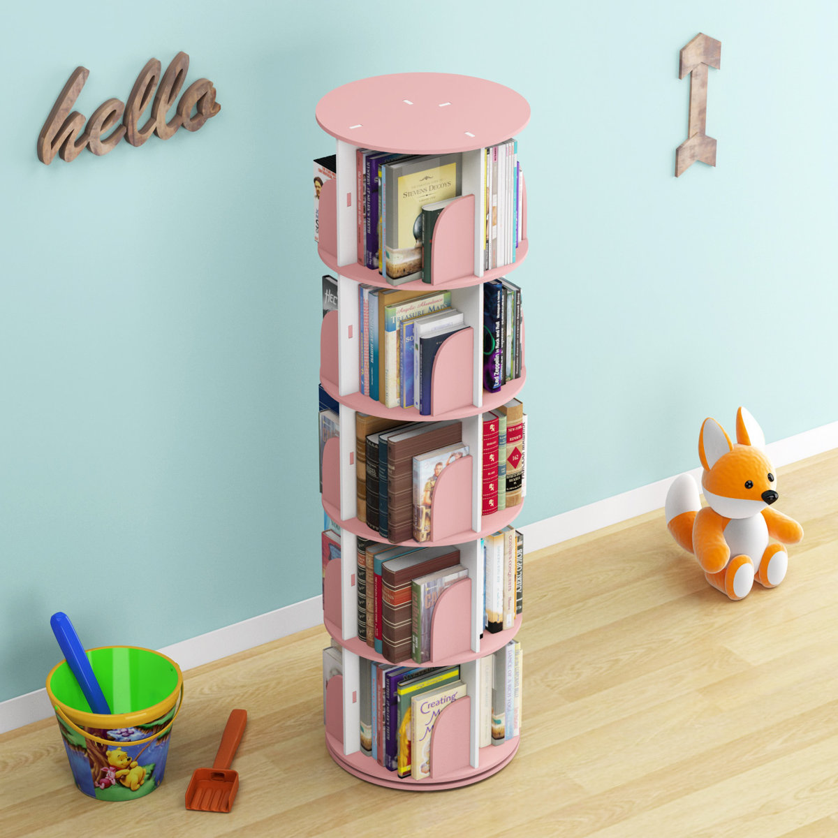 Latitude Run® 360° Rotating Stackable Shelves Bookshelf Organizer ...