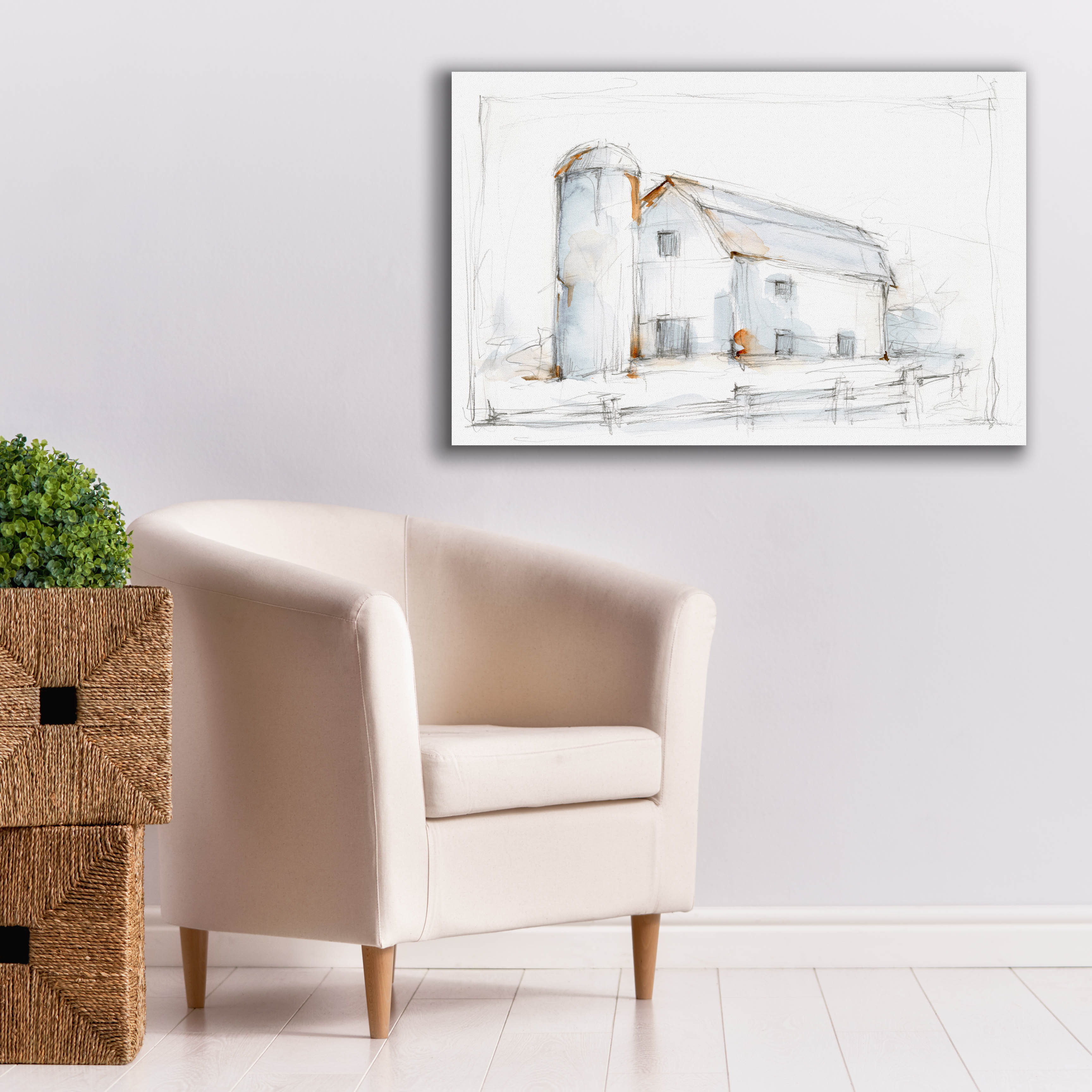 August Grove® 'Barnyard Pencil Sketch 2' by Ethan Harper Canvas Wall ...