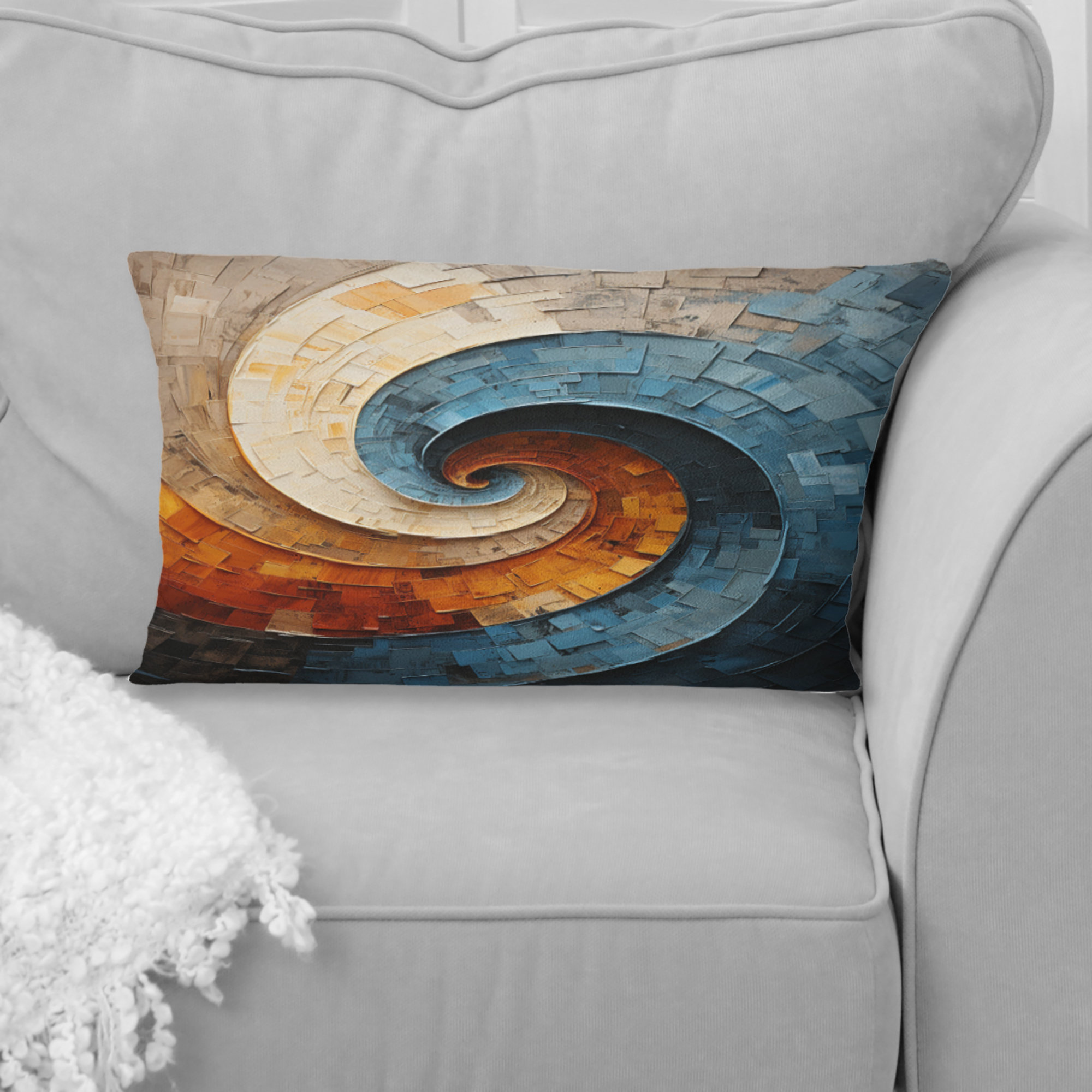 Design Art Collaged Spiral - Abstract Spirals Printed Throw Pillow ...
