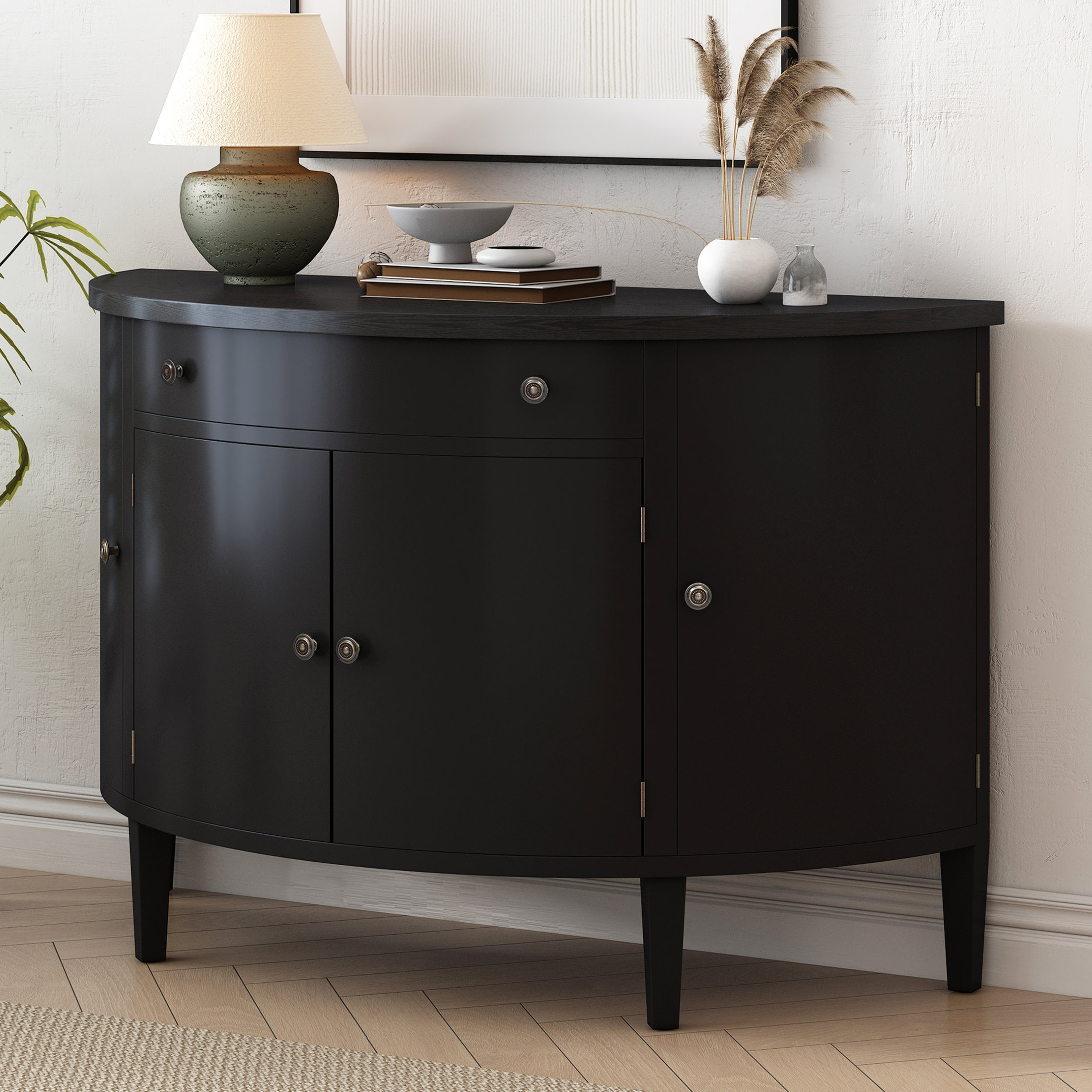 Winston Porter U_Style Curved Design Storage Cabinet made of Fraxinus ...