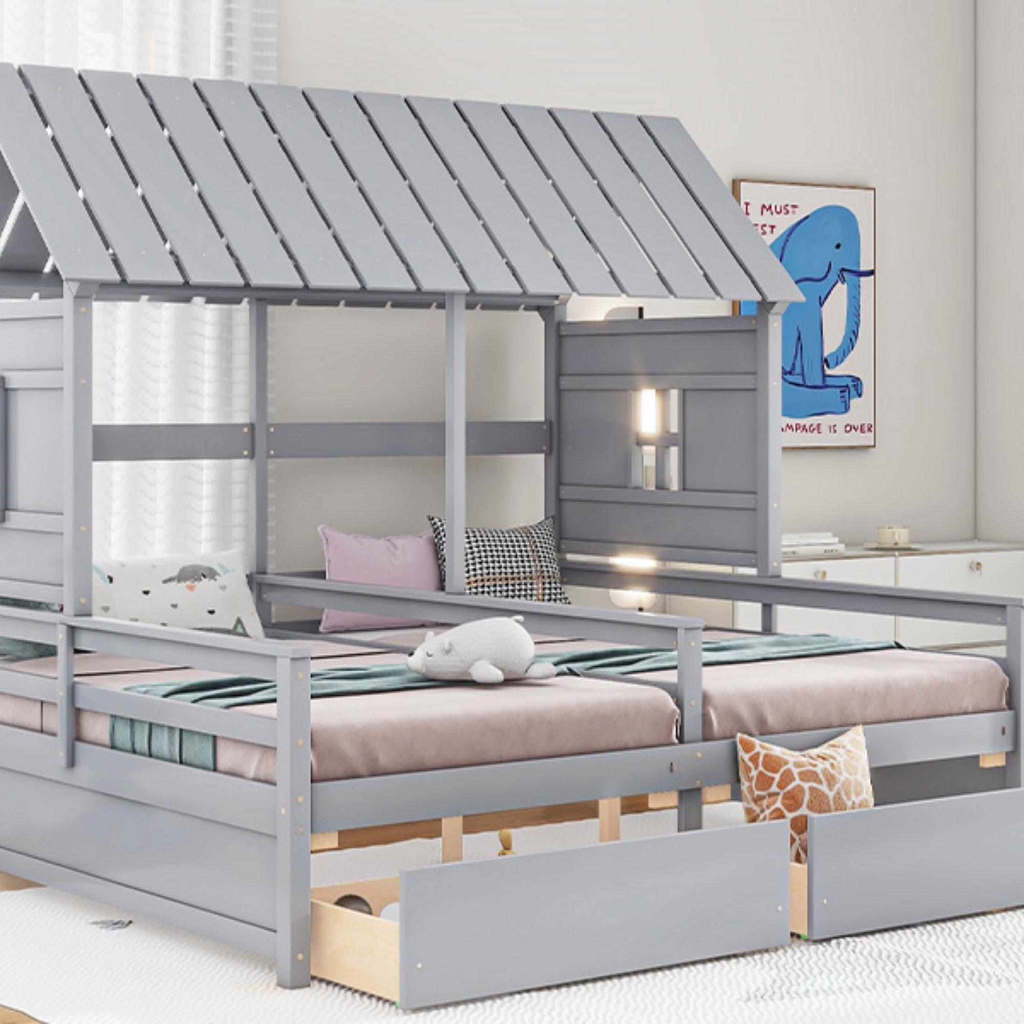 Harper Orchard Twin Size House Platform Beds With Two Drawers For Boy ...