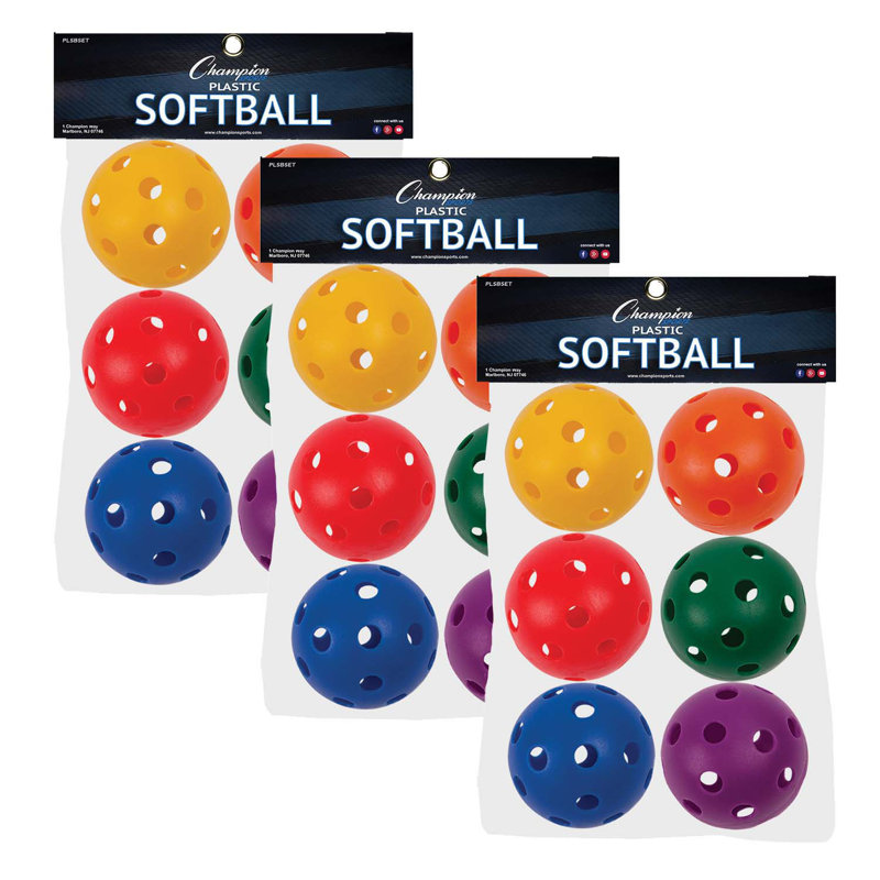 Champion Sports Plastic Softballs, 6 Per Set, 3 Sets | Wayfair