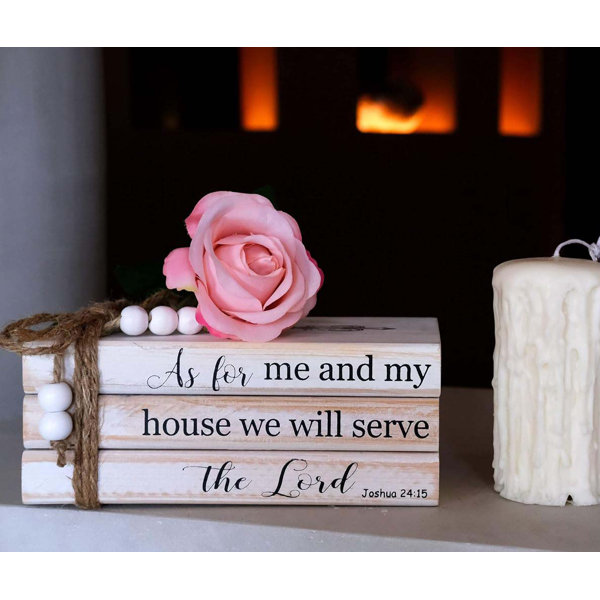 Astoria Grand Farmhouse Wooden Decor Book Stack Rustic Faux Book Stacks ...