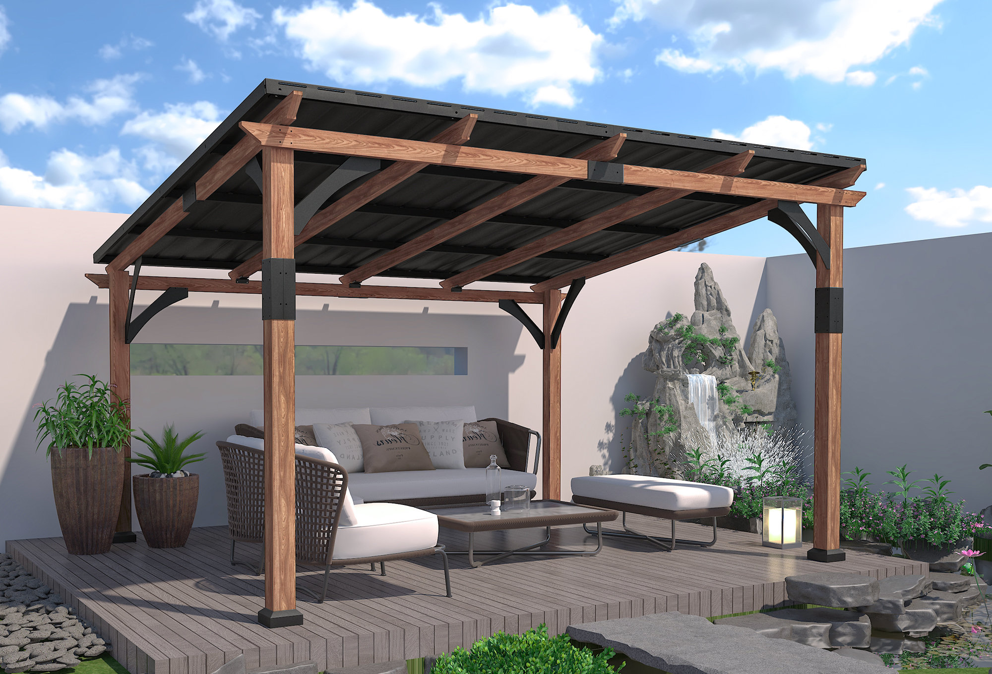 Newacme LLC Heavy Duty Outdoor Patio Gazebo with Slope Steel Roof and ...