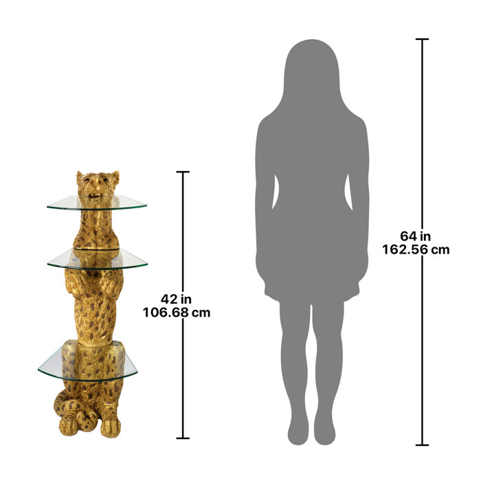 Design Toscano 42" Tall Royal Cheetah Glass End Table & Reviews | Wayfair