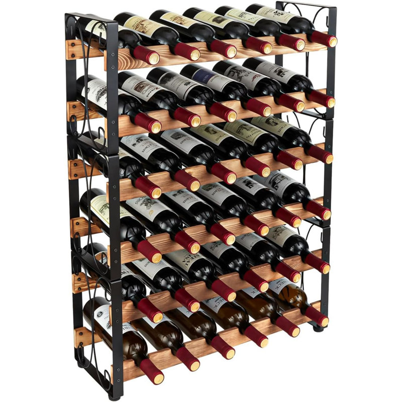 Williston Forge Jainaba 36 Bottle Floor Wine Bottle Rack in Brown/Black ...
