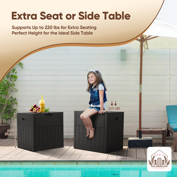 EHHLY 33 Gallon Deck Box, Small Outdoor Storage Box Waterproof ...