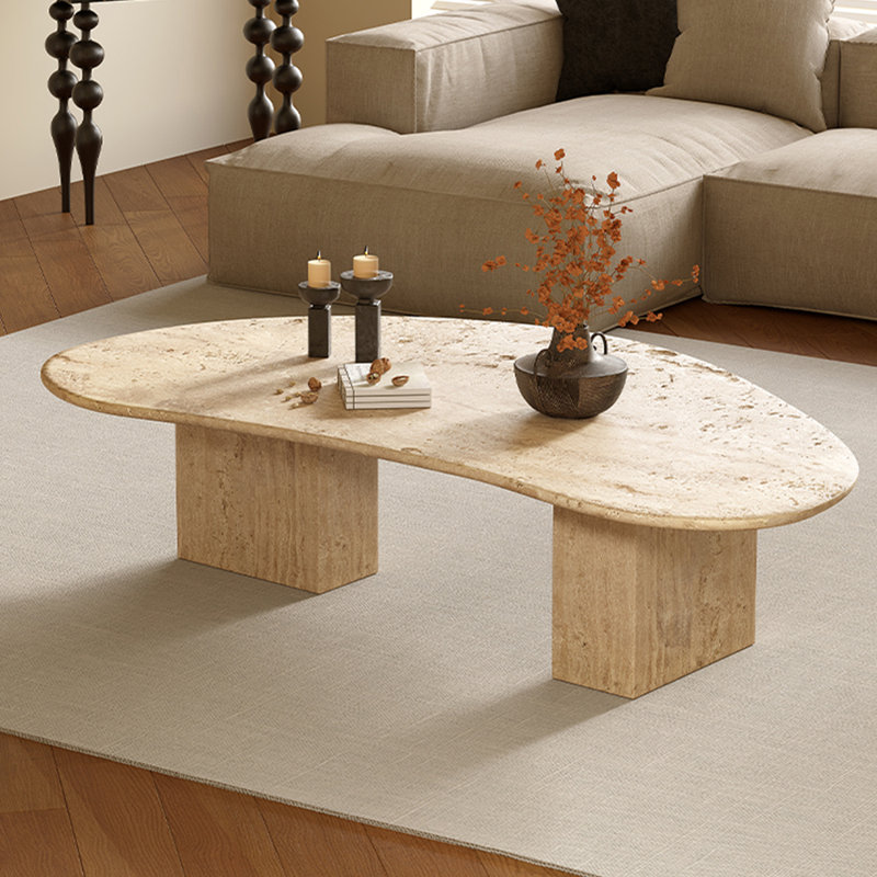 Creature B Comforts Natural cave stone cream style coffee table | Wayfair