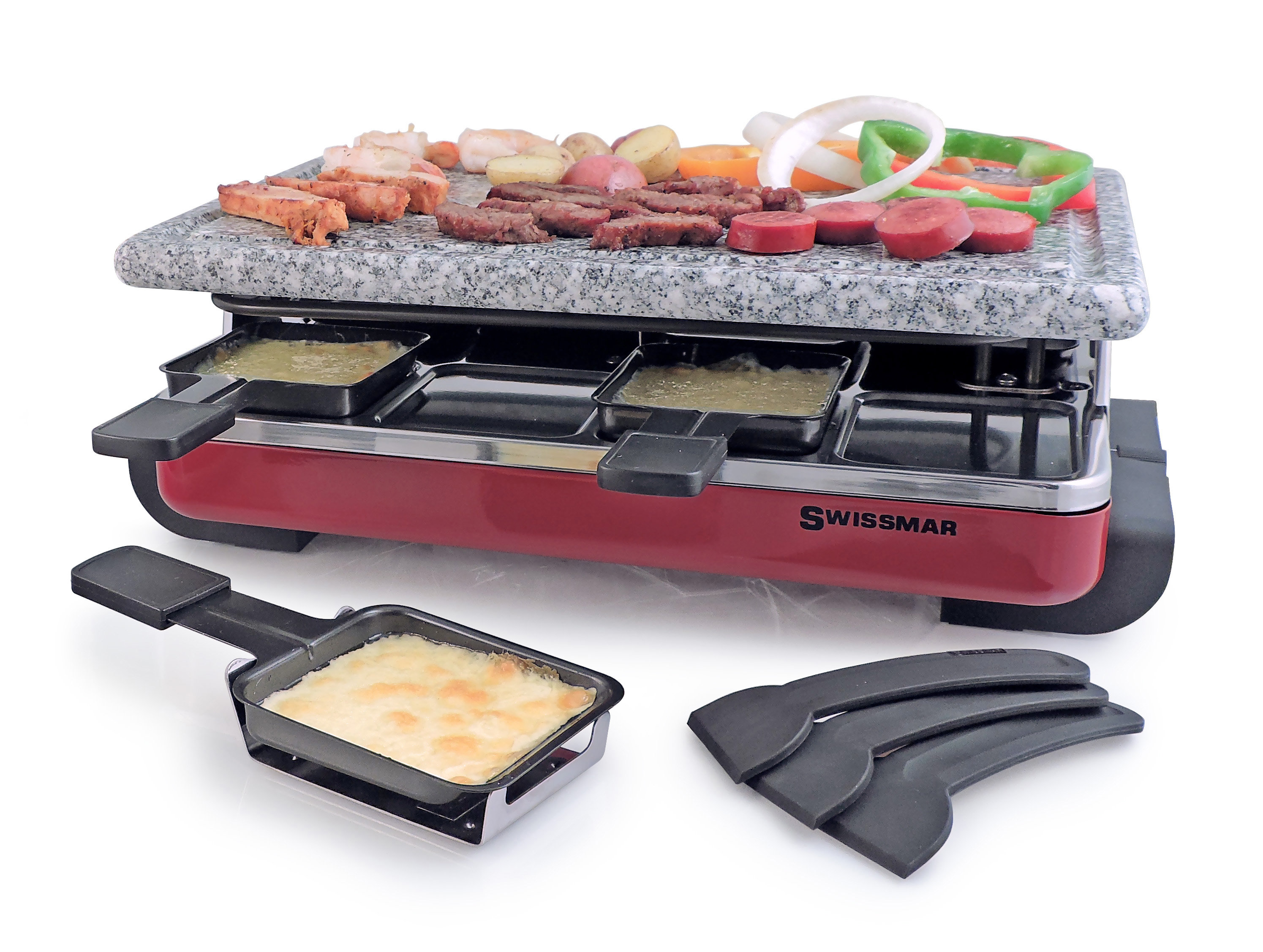 Swissmar Classic 8 Person Raclette W/Granite Stone Grill Top, Red | Wayfair