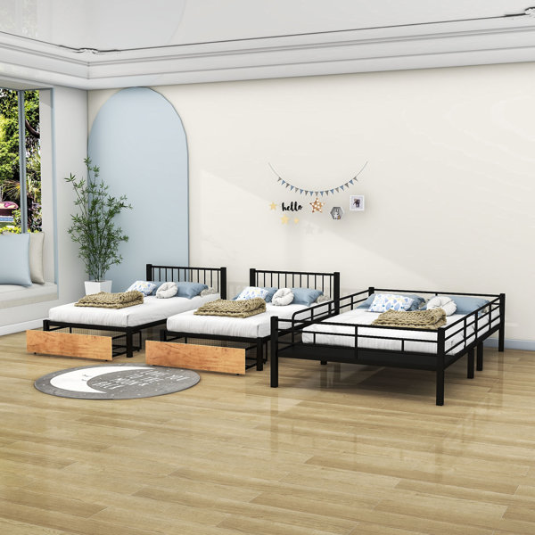 Mason & Marbles Ty Kids Full Over Twin & Twin 2 Drawers Metal L-Shaped ...