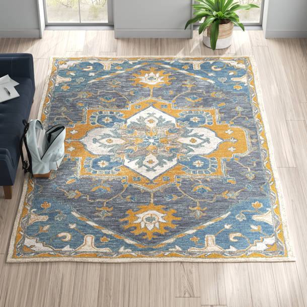 Mistana™ Teen Gracie Handmade Wool Teal/Navy Rug & Reviews | Wayfair