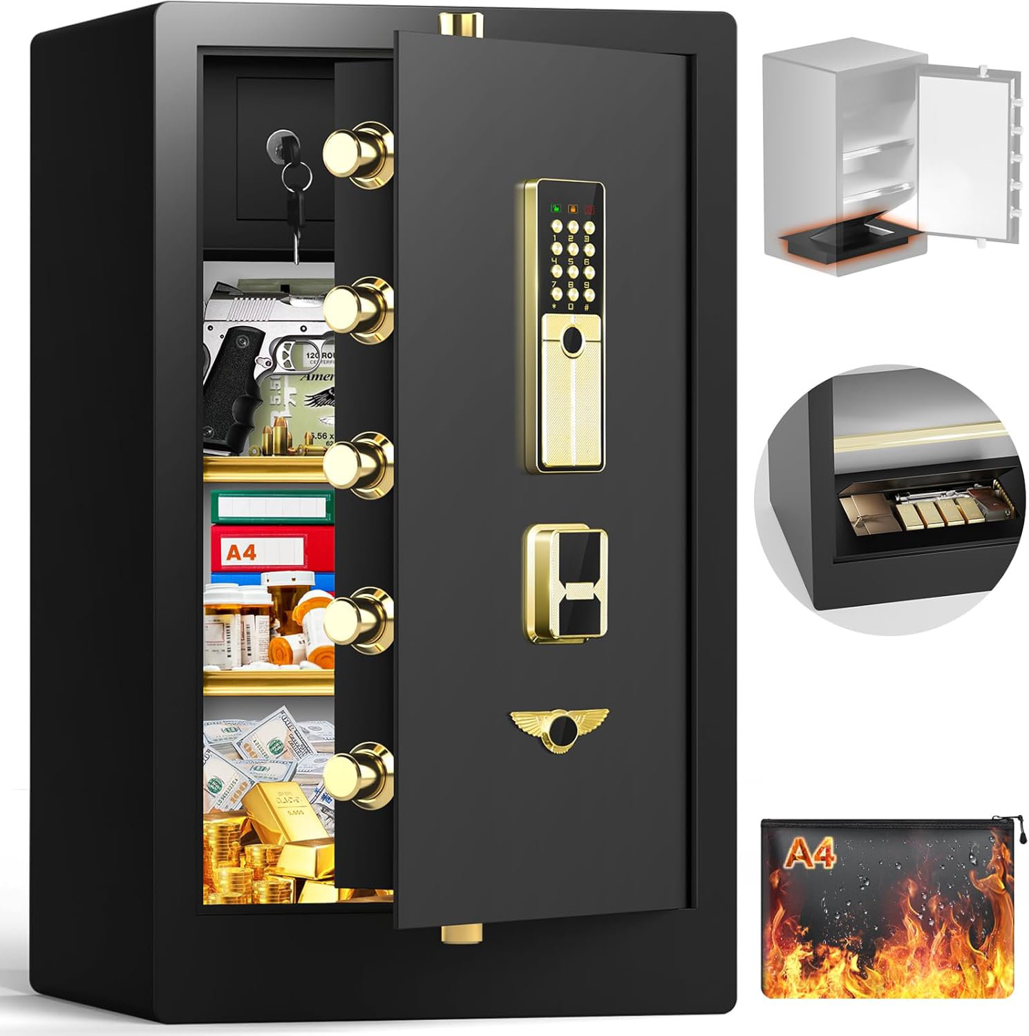 Sanfnz 6.0 Cuft Heavy Duty Home Safes Fireproof Waterproof, Extra Large ...