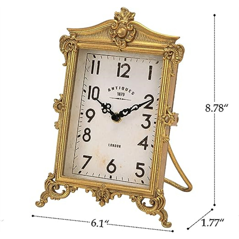 House of Hampton® Analog Metal Quartz Tabletop Clock in | Wayfair