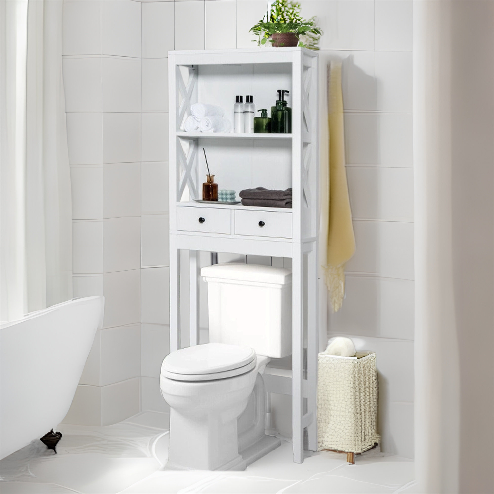 Latitude Run® Tawn Medium Density Fiberboard (MDF) Freestanding Over The Toilet Storage | Wayfair