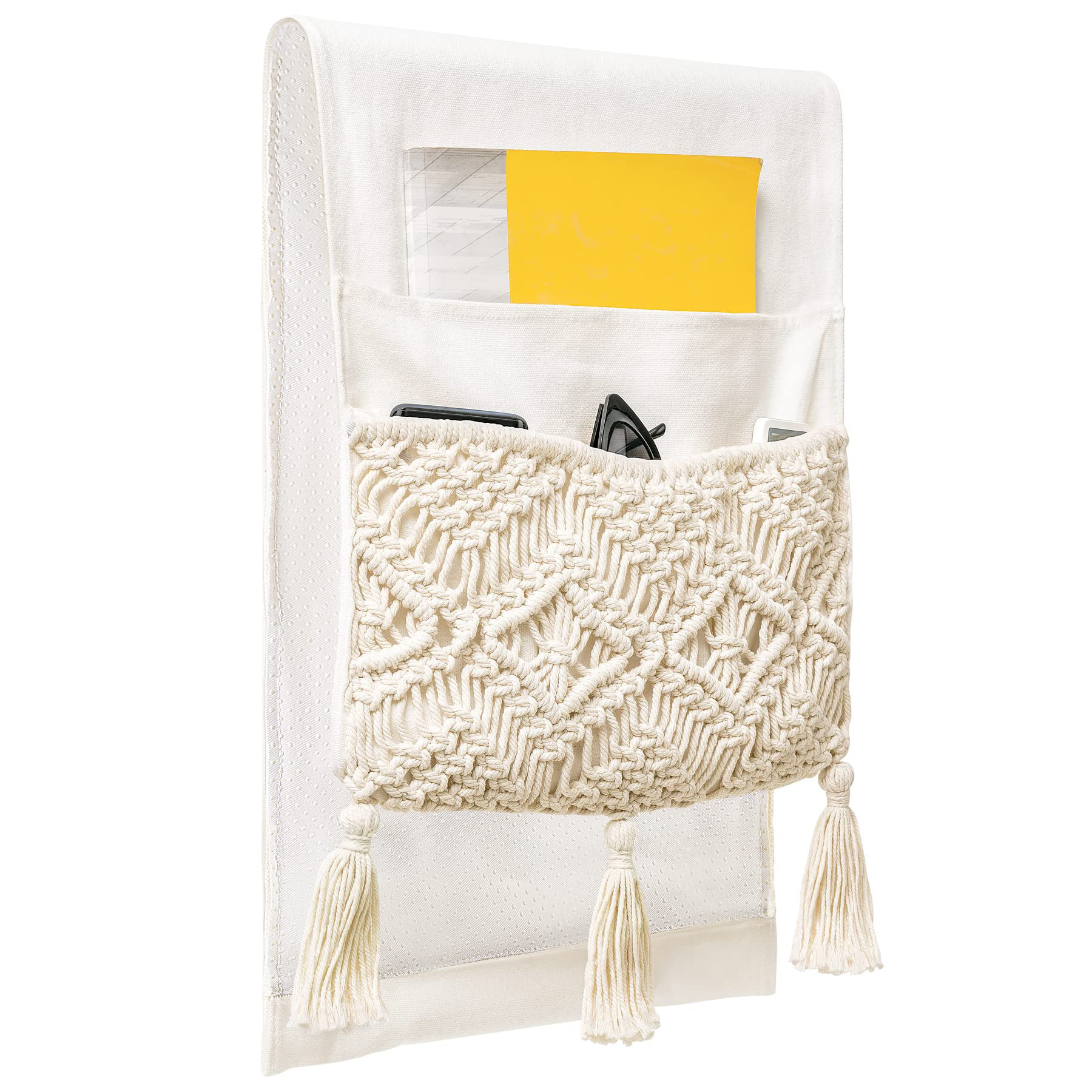 Dakota Fields Macrame Sofa Armrest Organizer Remote Control Holder Couch Bedside Armchair Caddy ...