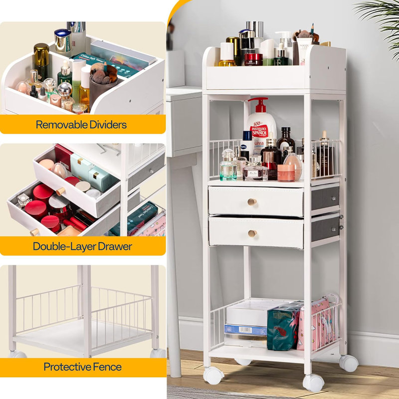 17 Stories Makeup Organizer Cart With Drawers | Wayfair