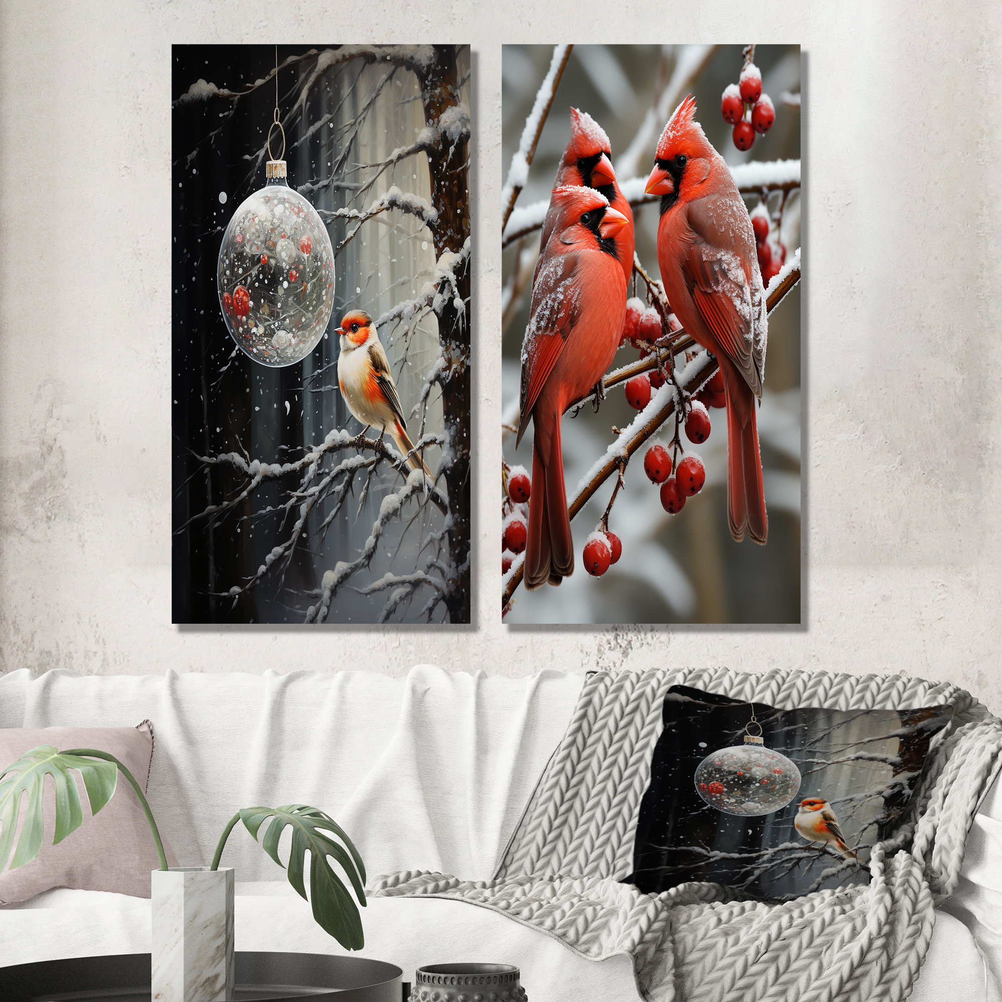 The Holiday Aisle® Cardinals In Christmas Winter Scenery I - Winter ...