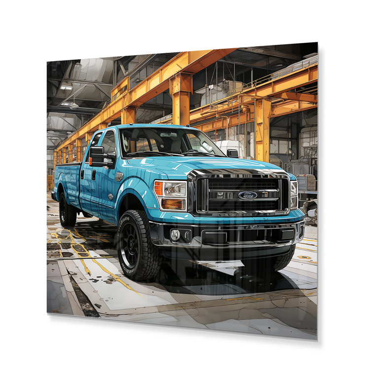 Ivy Bronx " Teal Pickup Truck Industrial Drive " on Metal - Wayfair Canada