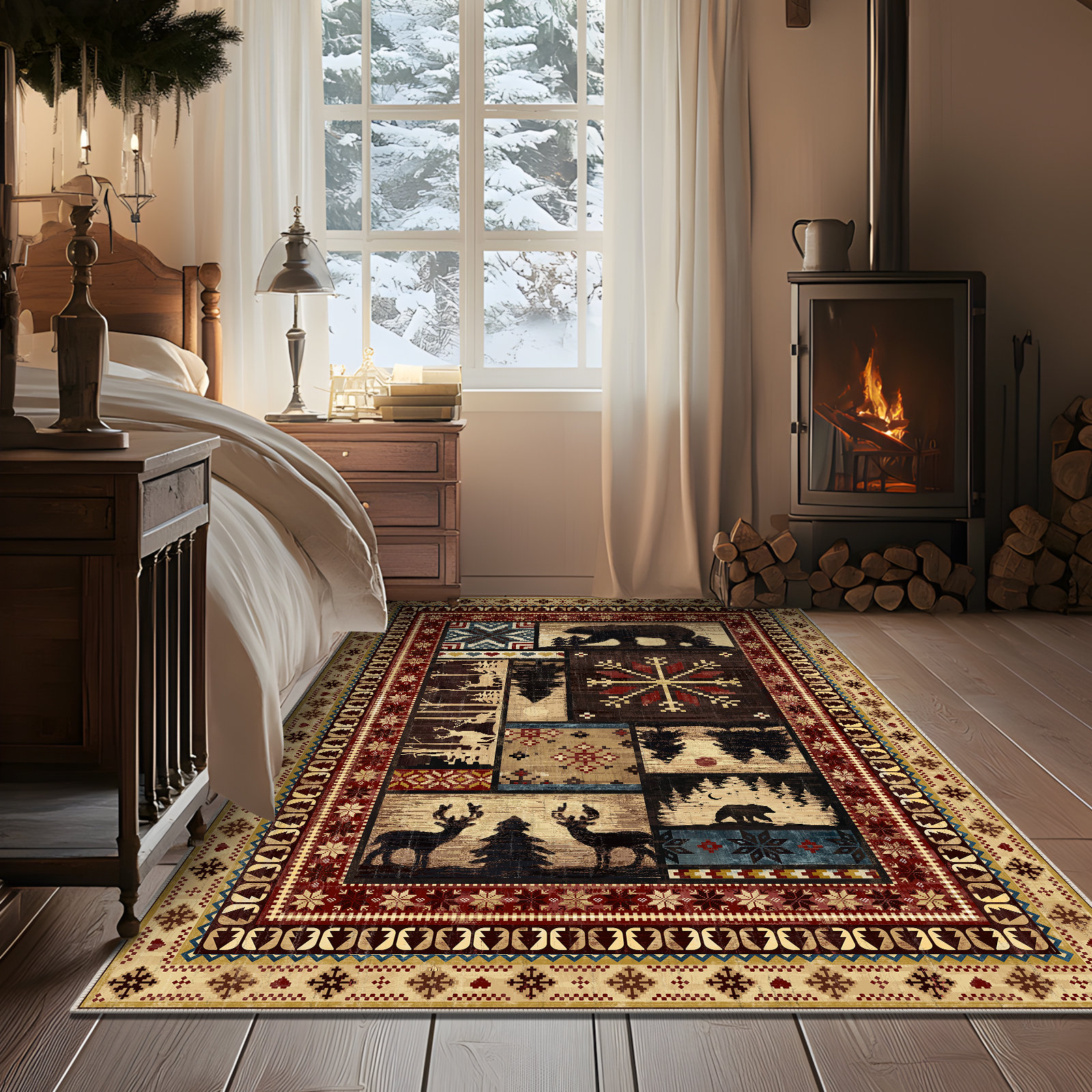 Millwood Pines Southwestern Brown Bear & Deer Area Rug - Wayfair Canada